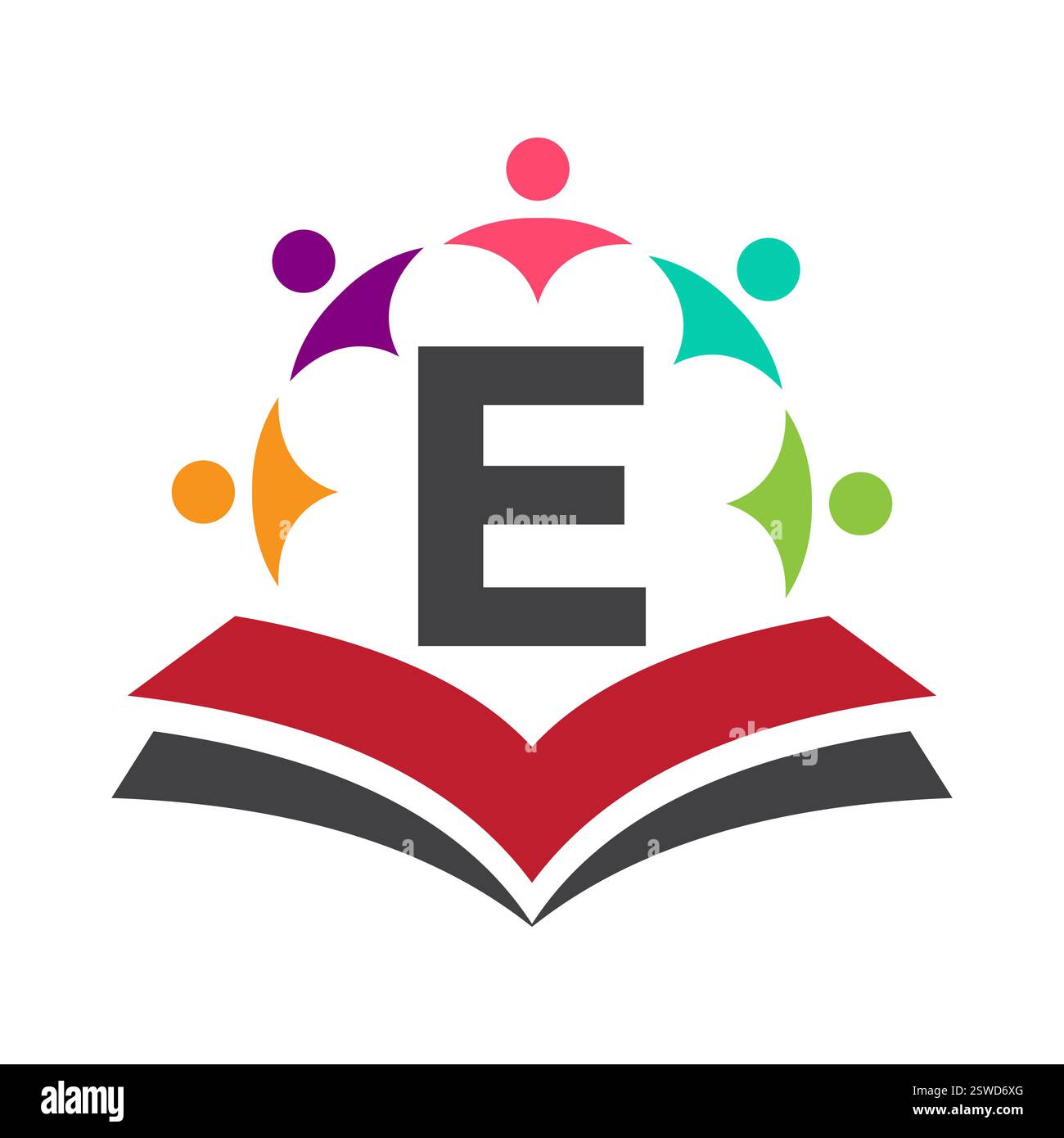 Initial Unity Logo On Letter E Concept With Book And Community Symbol ...