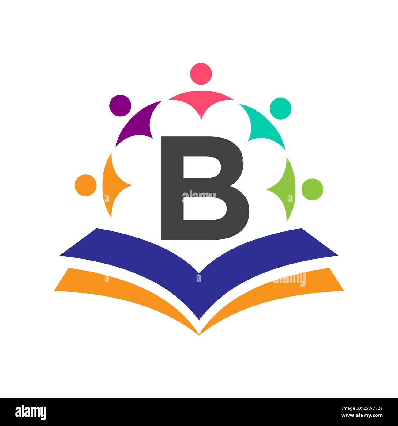 Initial Unity Logo On Letter B Concept With Book And Community Symbol ...