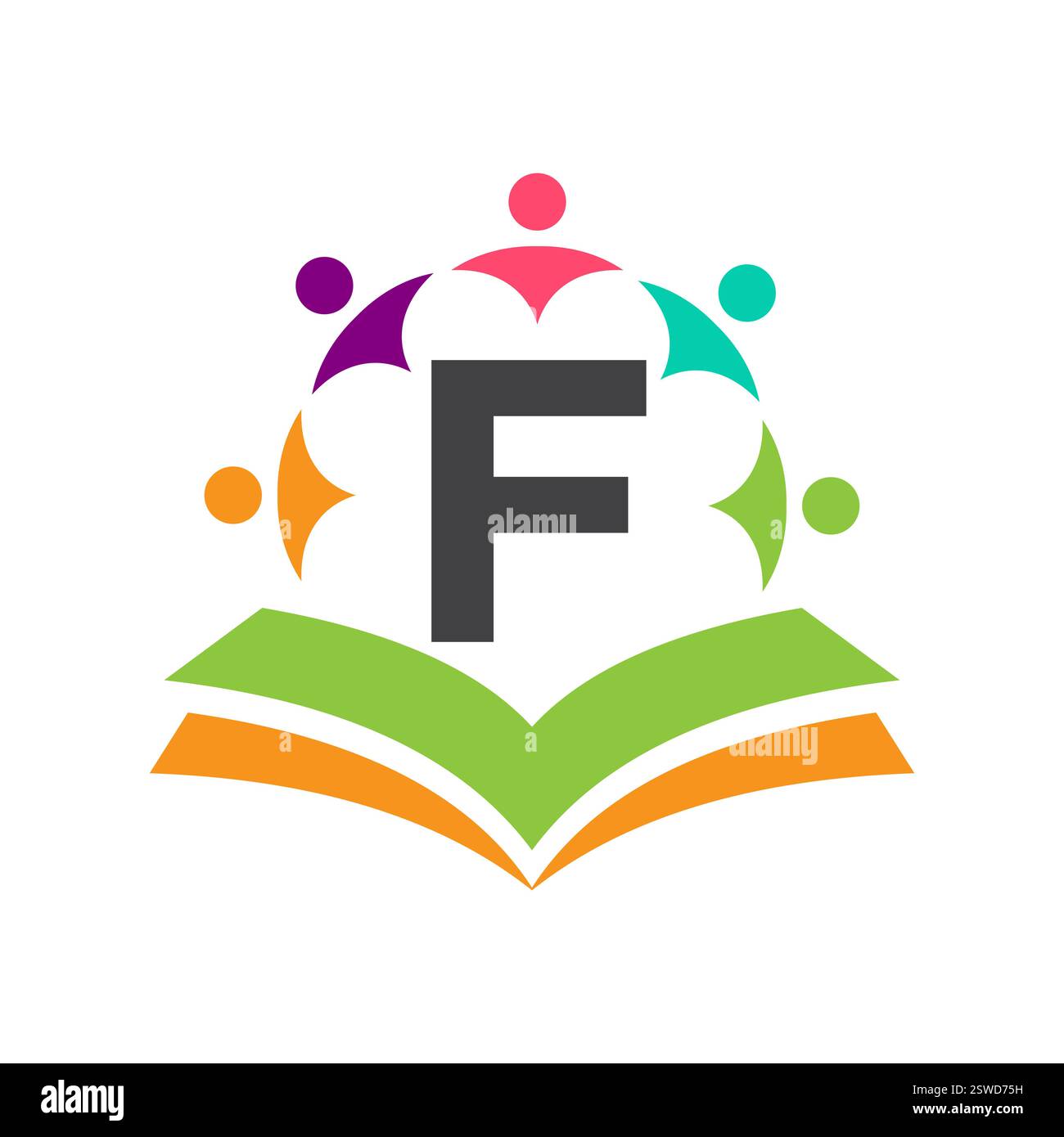 Initial Unity Logo On Letter F Concept With Book And Community Symbol ...