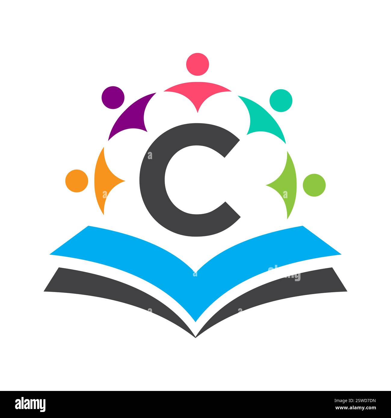 Initial Unity Logo On Letter C Concept With Book And Community Symbol ...