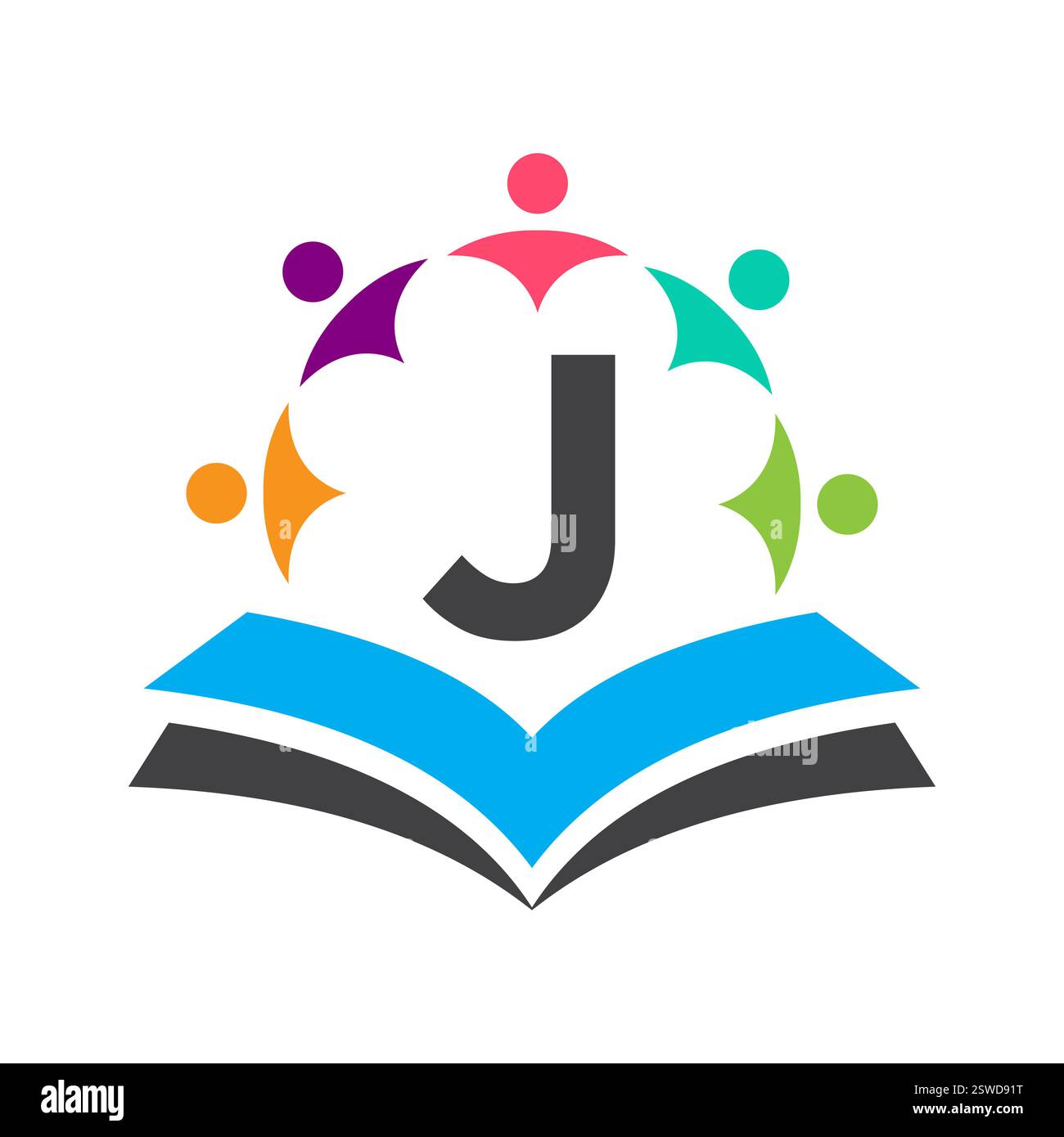 Initial Unity Logo On Letter J Concept With Book And Community Symbol ...