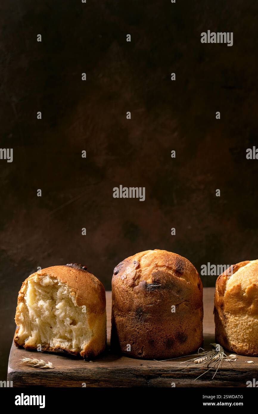 Homemade traditional italian brioche wheat bread whole and half Stock ...