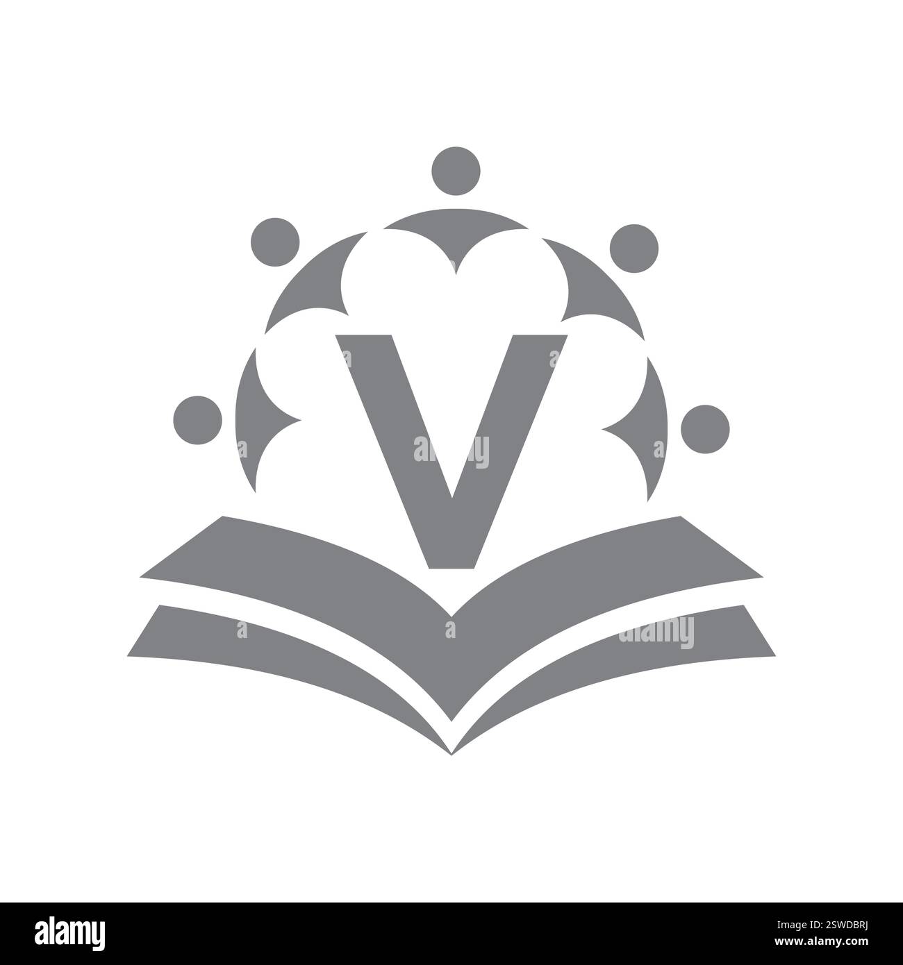 Initial Unity Logo On Letter V Concept With Book And Community Symbol ...