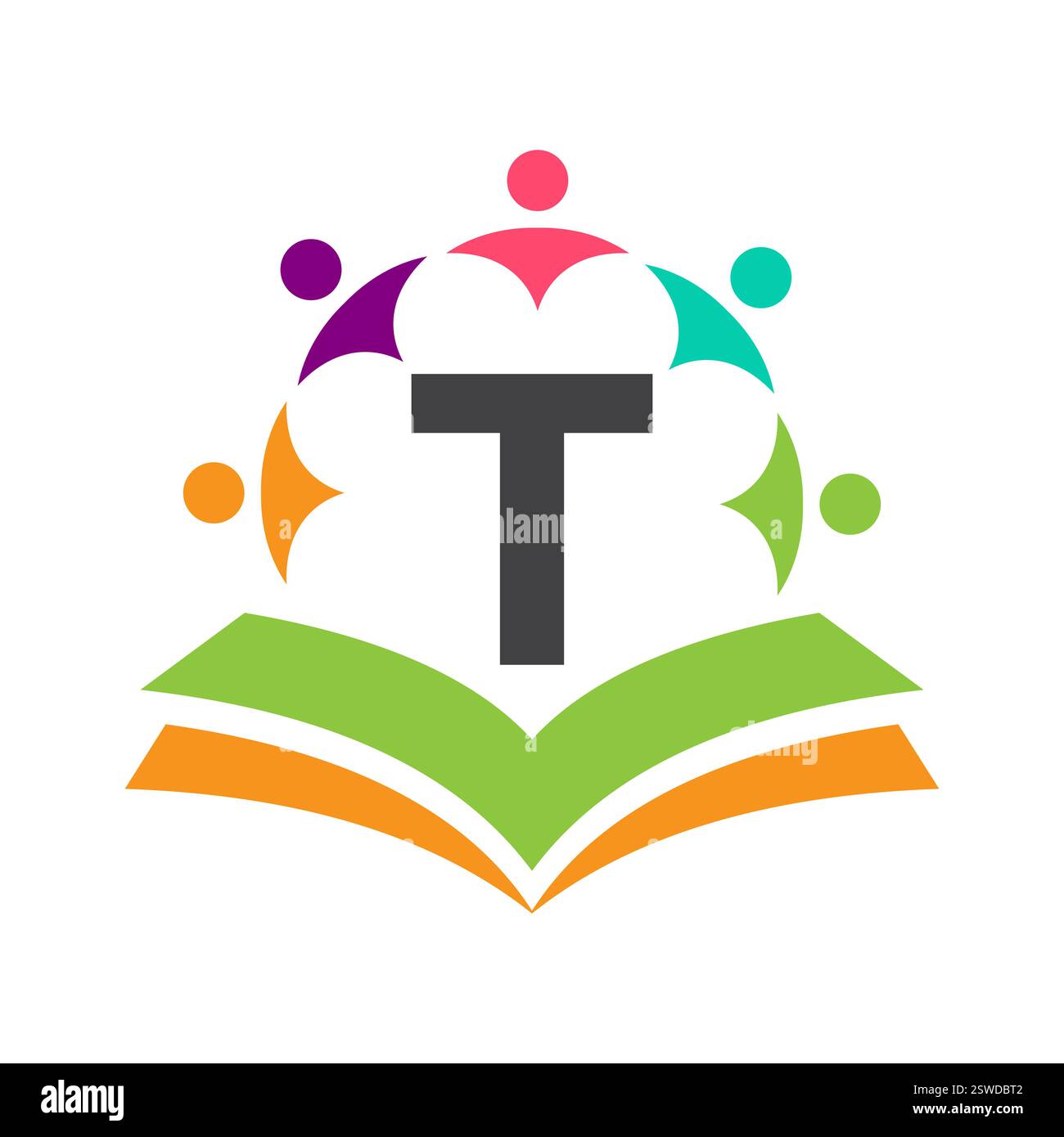 Initial Unity Logo On Letter T Concept With Book And Community Symbol ...