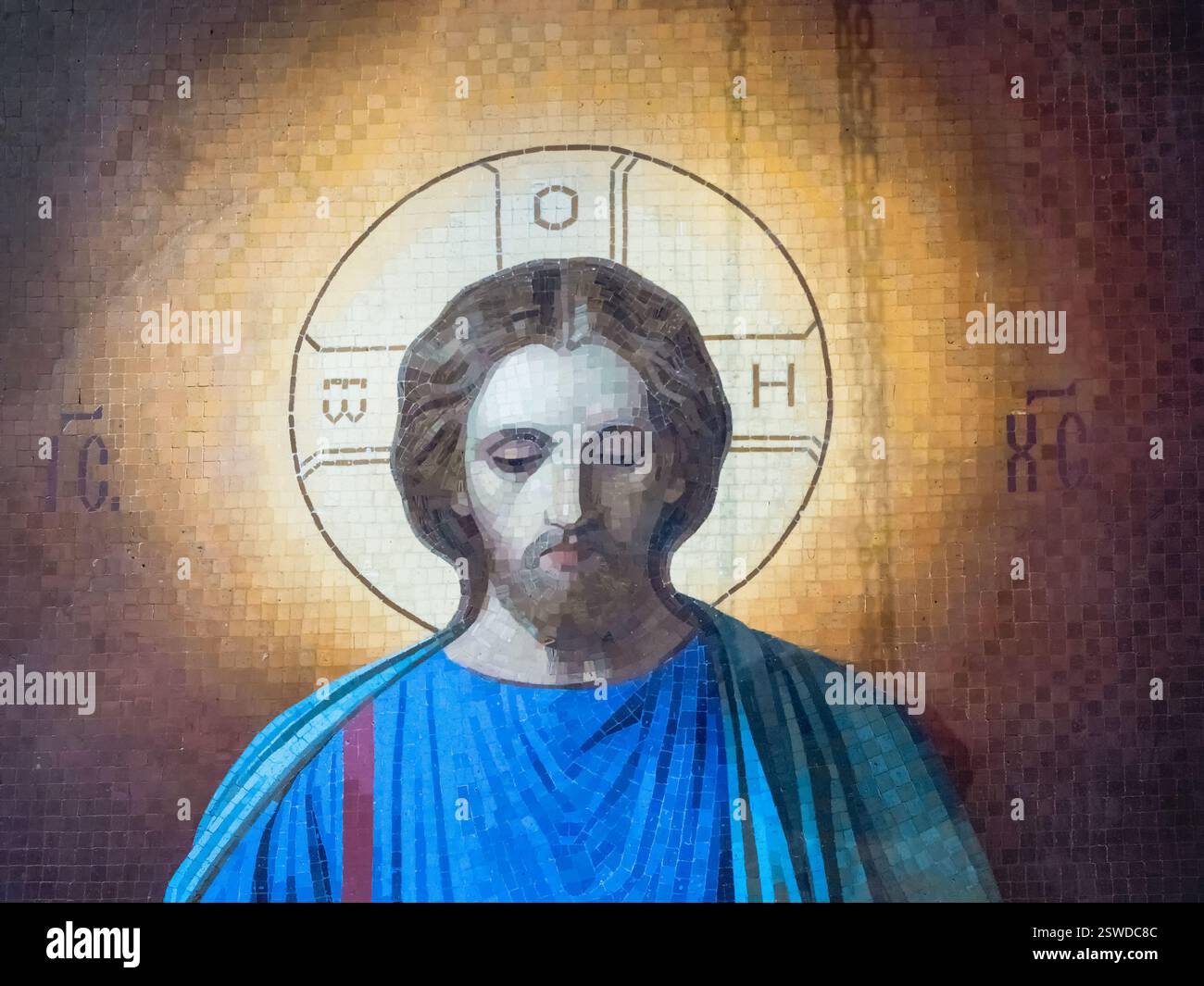 Mosaic portrait of Jesus Christ. Jesus in a vintage mosaic made with ancient techniques Stock ...