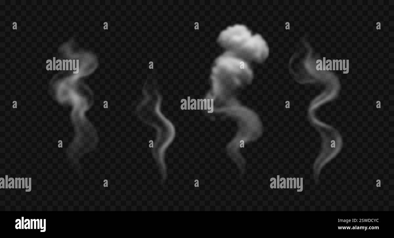 Set of vector realistic cigarette smoke, vapor Stock Vector Image & Art ...