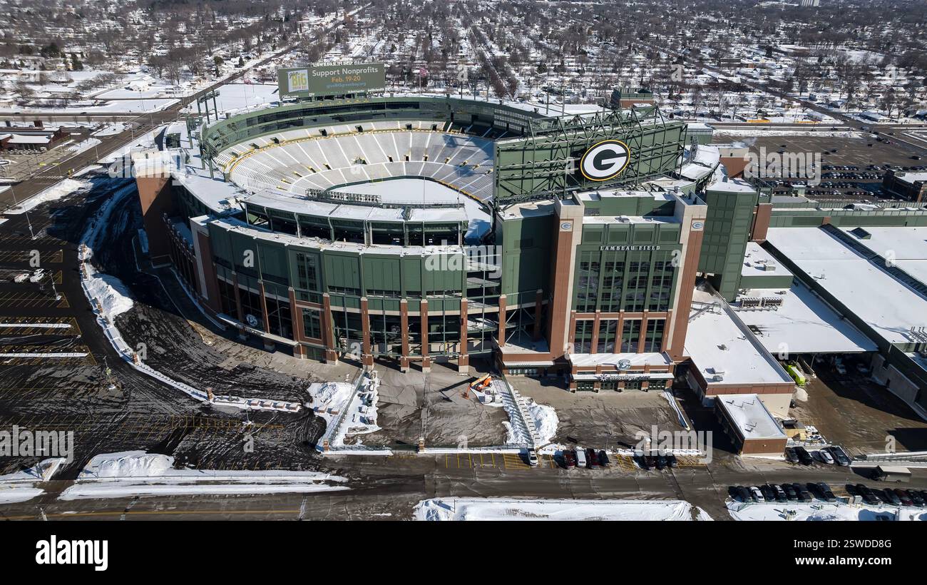February 20, 2025, Green Bay, Wi, USA: An aerial view of Lambeau Field ...
