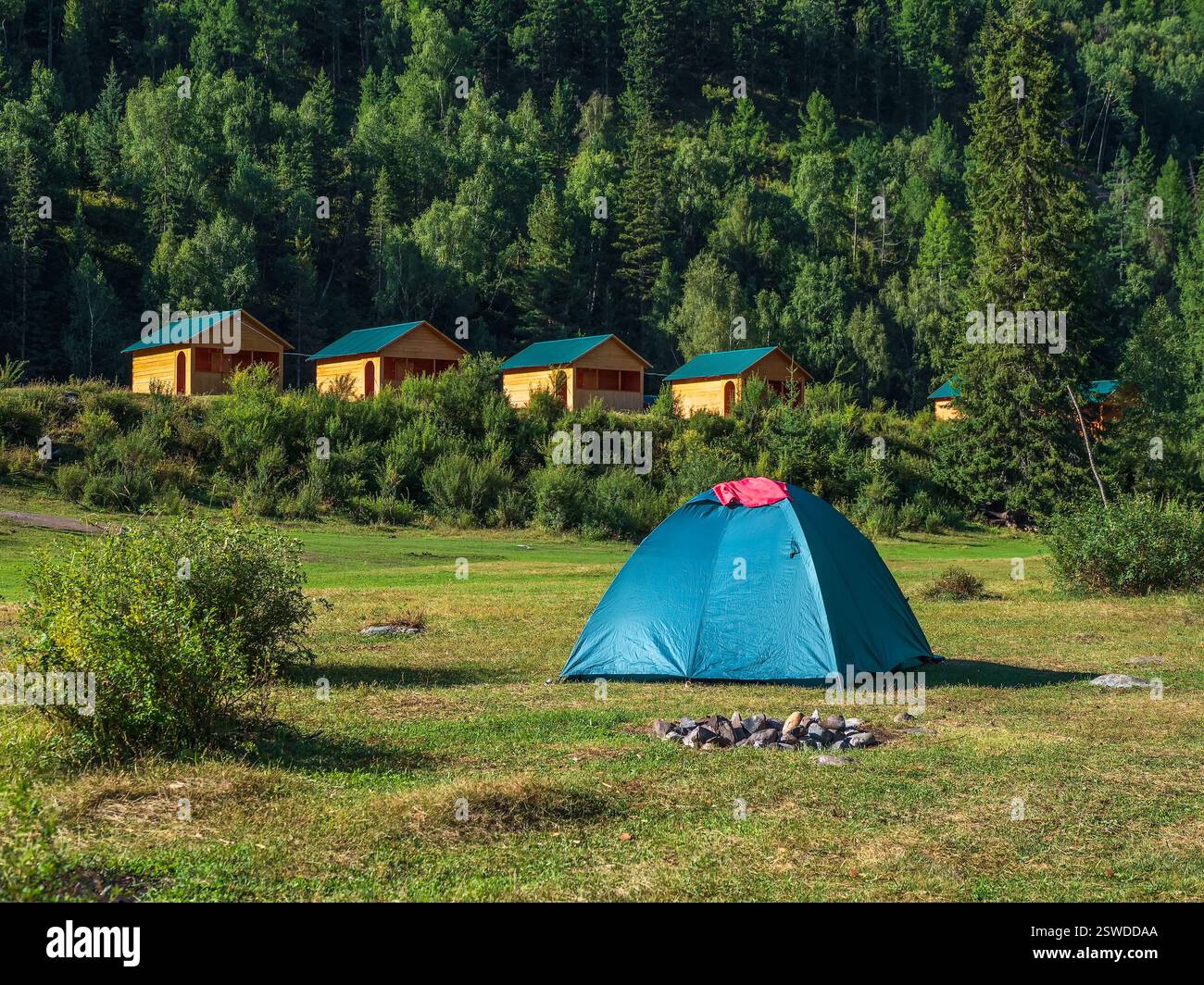 Collective camping in an eco-friendly green place. Tourist complex ...