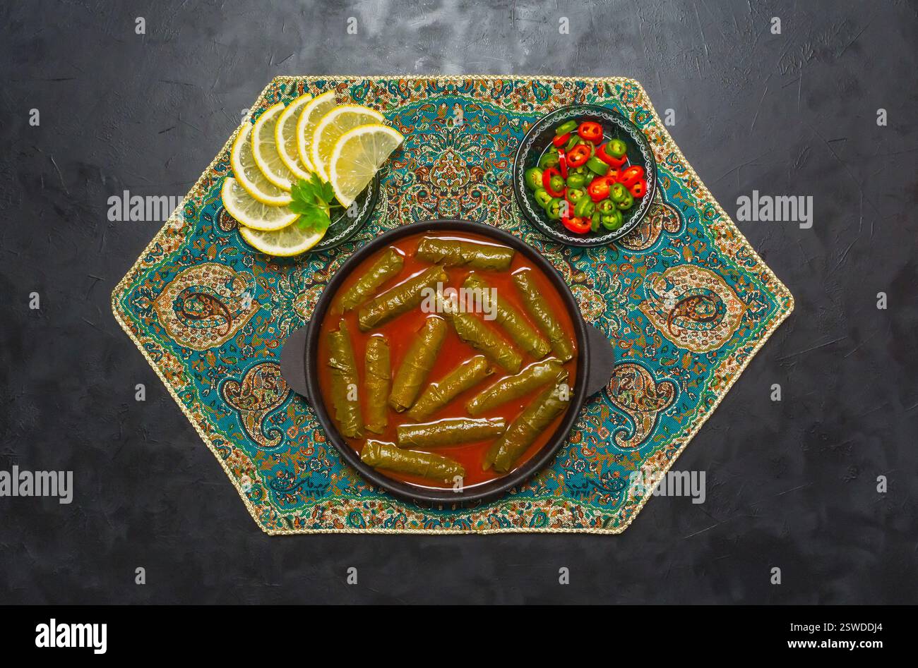 Dolma Stuffed Grape leaves. Iranian cuisine Stock Photo - Alamy