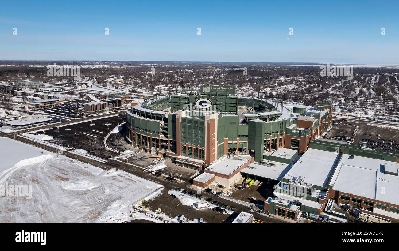 February 20, 2025, Green Bay, Wi, USA: An aerial view of Lambeau Field ...