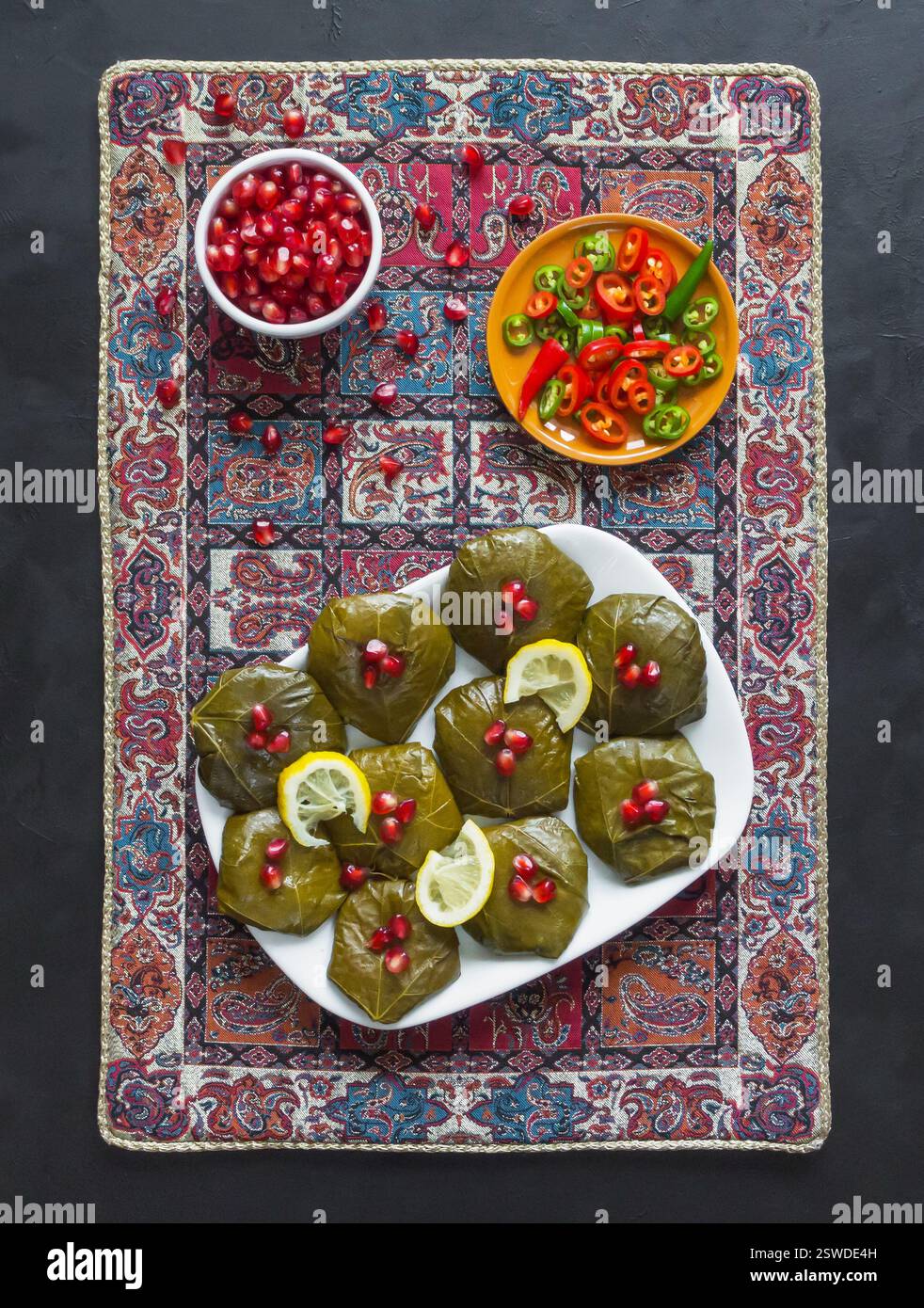 Dolma Stuffed Grape leaves. Iranian cuisine Stock Photo - Alamy