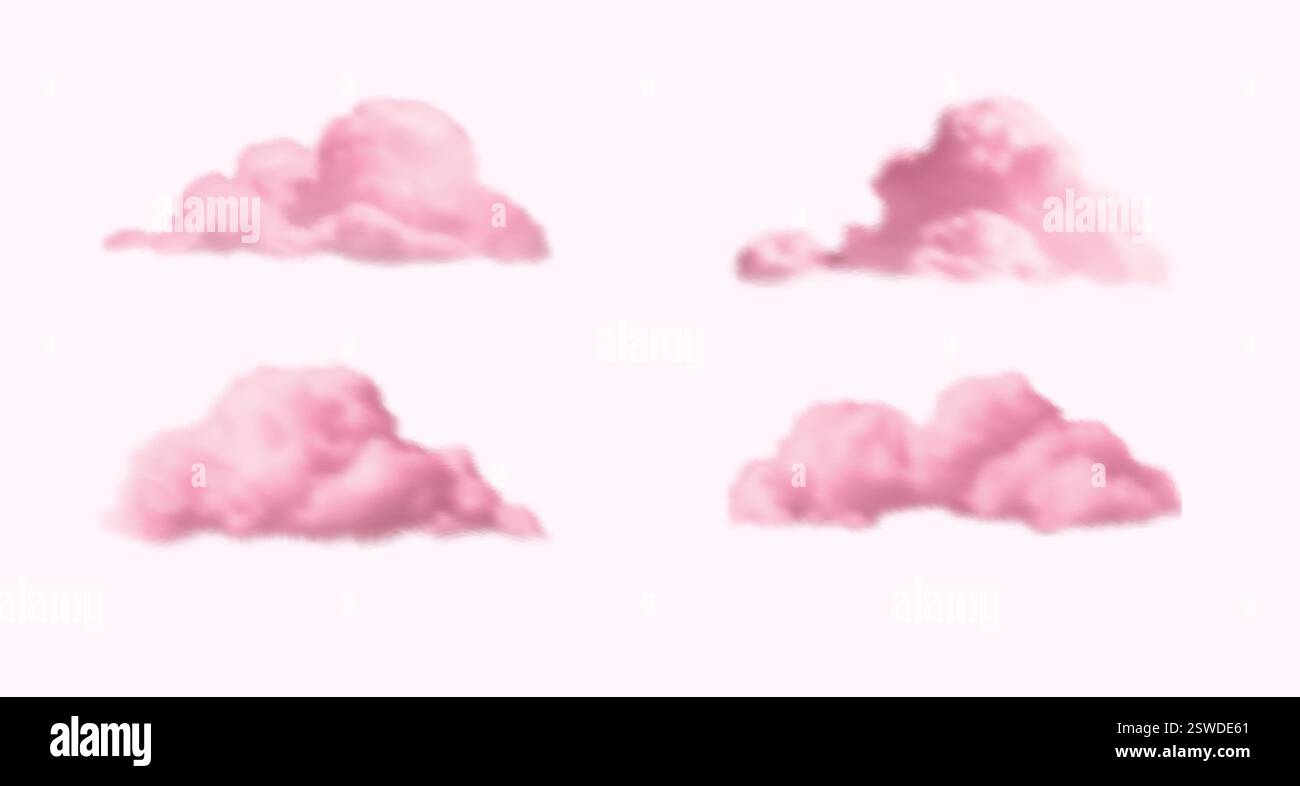 Set of pink fluffy clouds. Vector illustration Stock Vector Image & Art ...