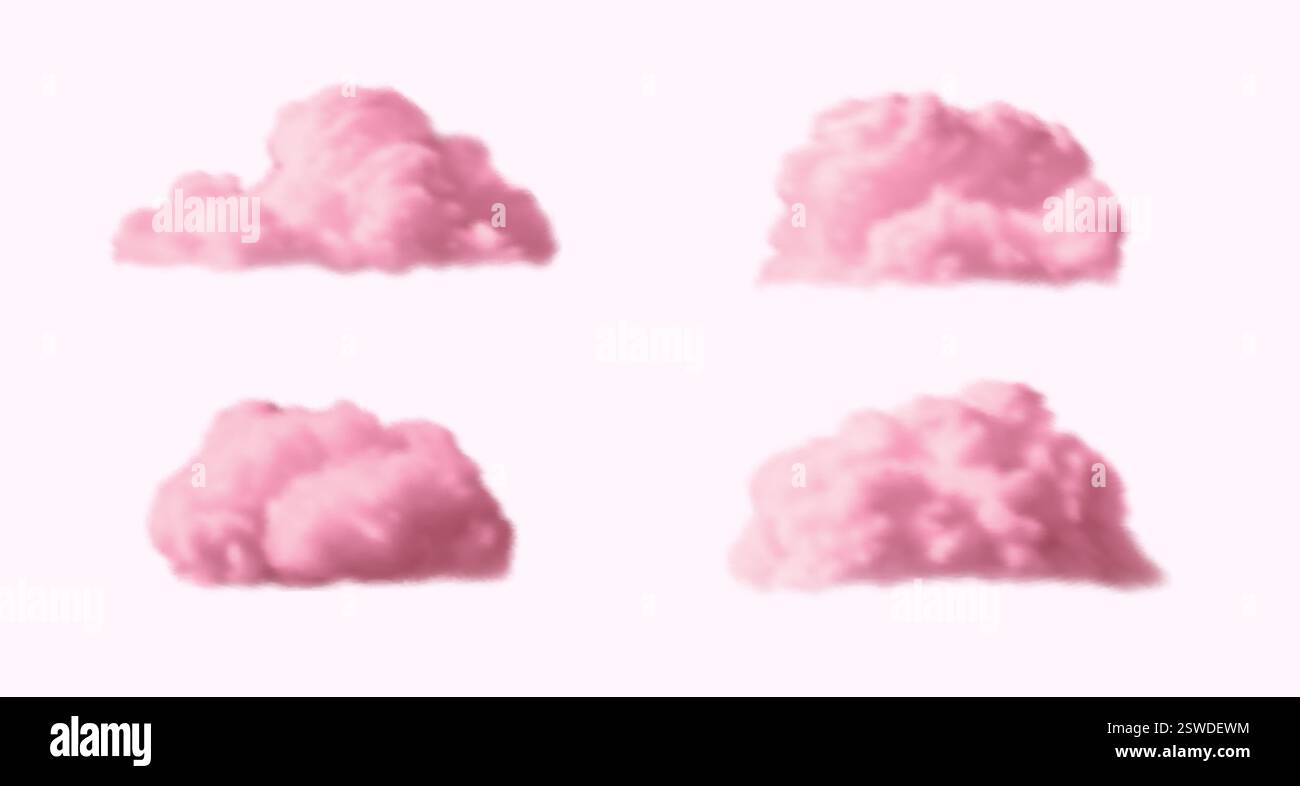 Set of pink fluffy clouds. Vector illustration Stock Vector Image & Art ...