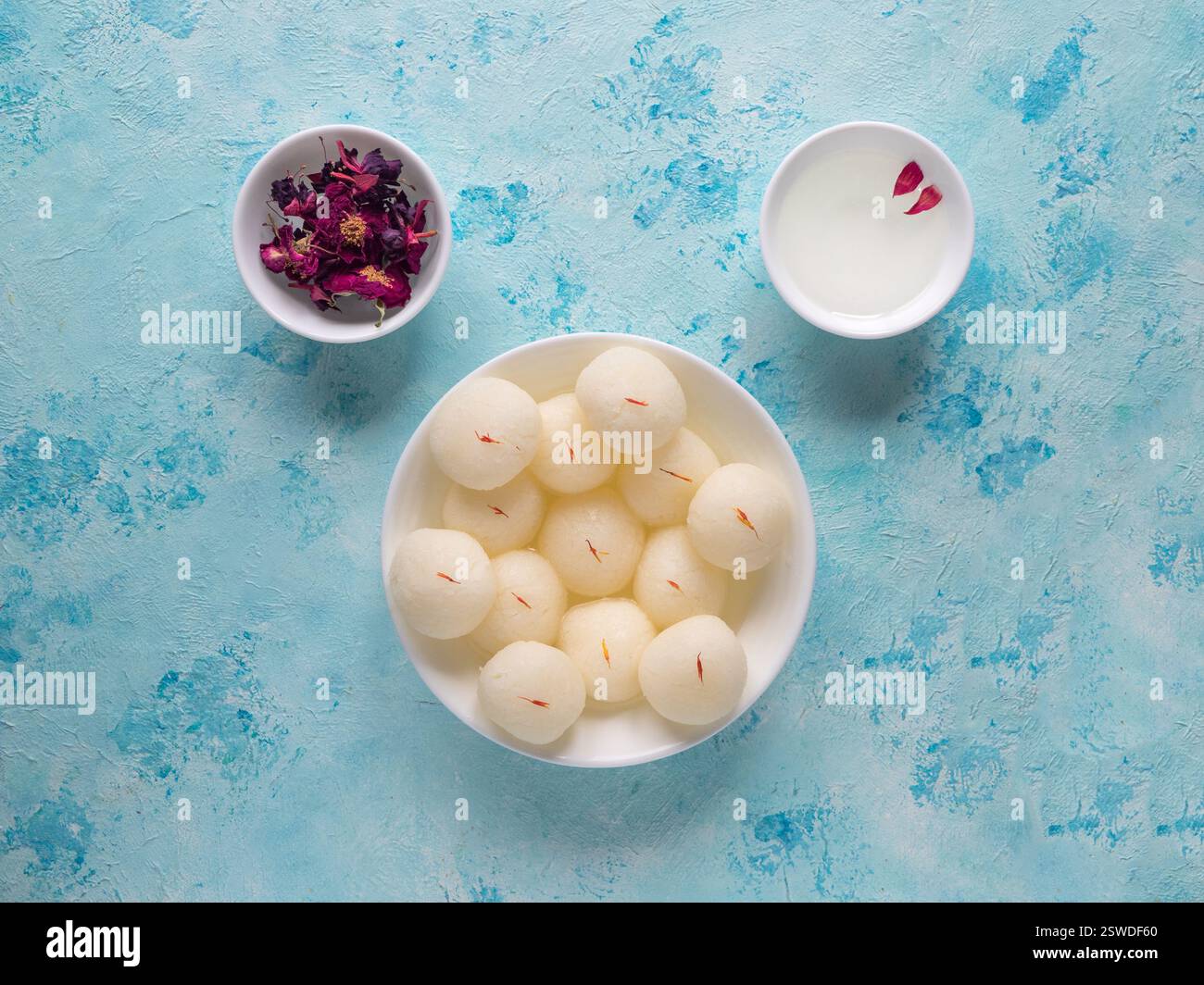 Rasgulla Bengali indian sweet dish. Top view Stock Photo - Alamy