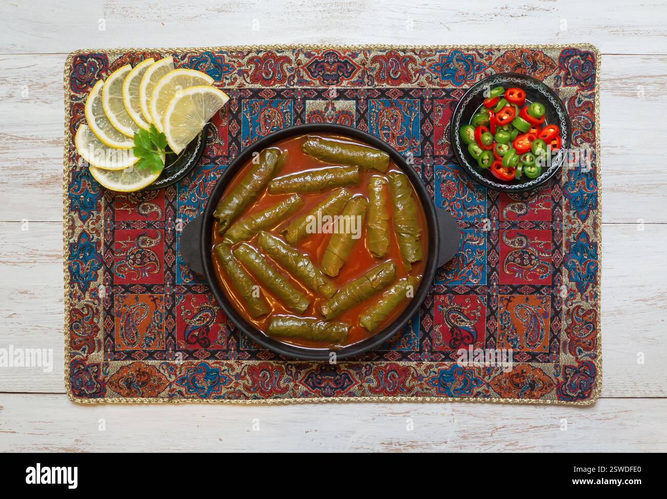 Dolma Stuffed Grape leaves. Iranian cuisine Stock Photo - Alamy