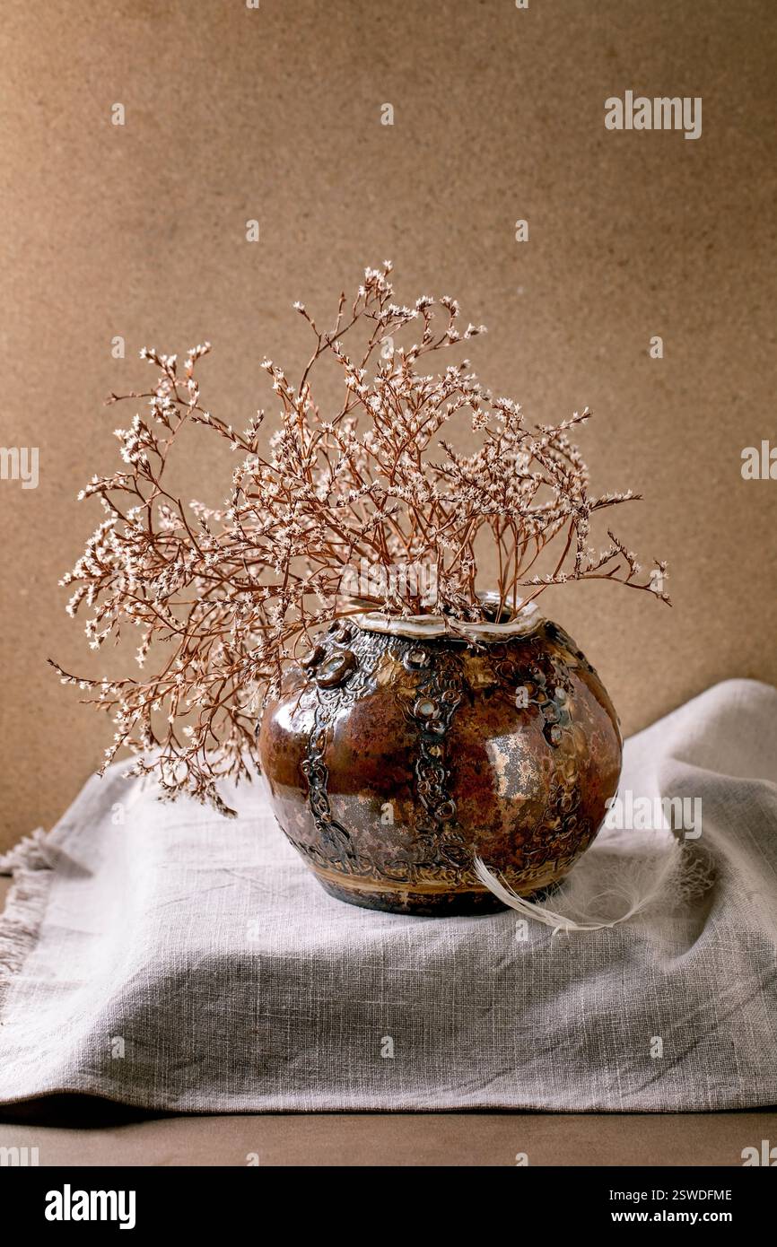 Dry twigs bouquet in ceramic vase Stock Photo - Alamy