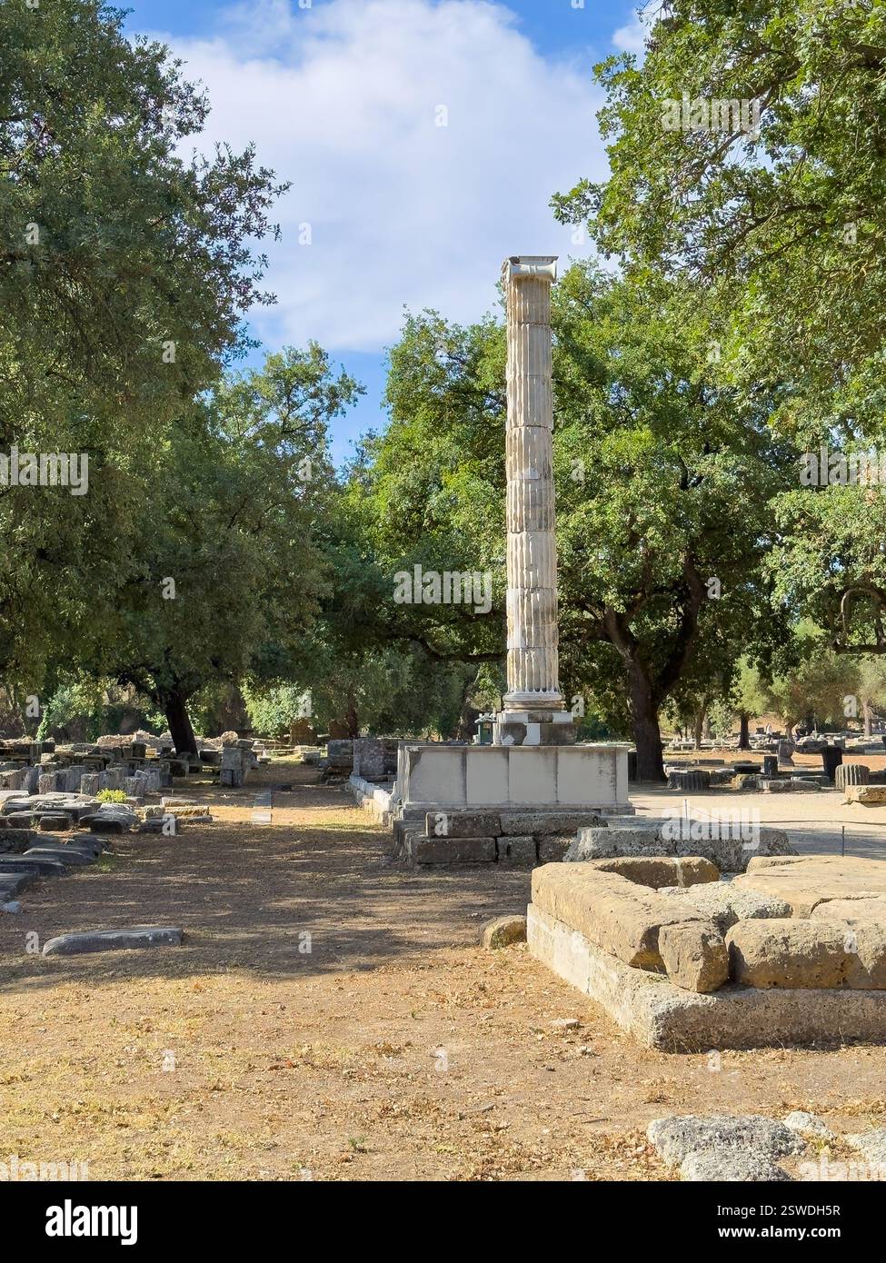 Olympia, Greece - July 4, 2024: Birthplace of the Olympic Games. Lone ...