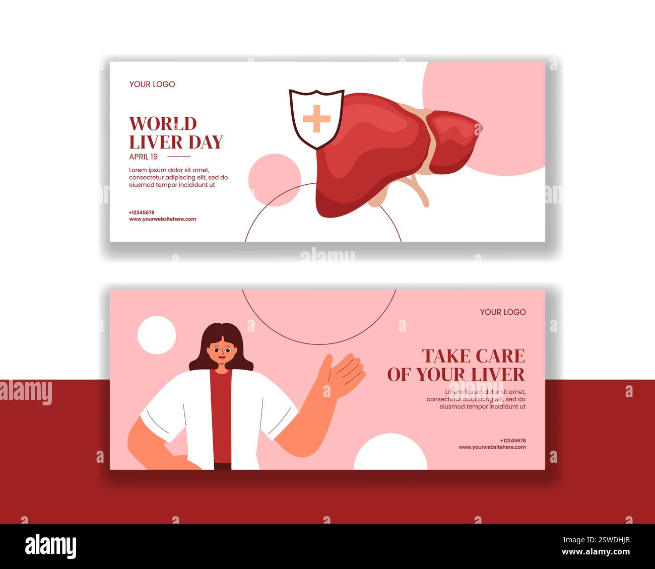 Liver Health Awareness Horizontal Banner for World Liver Day in Flat ...