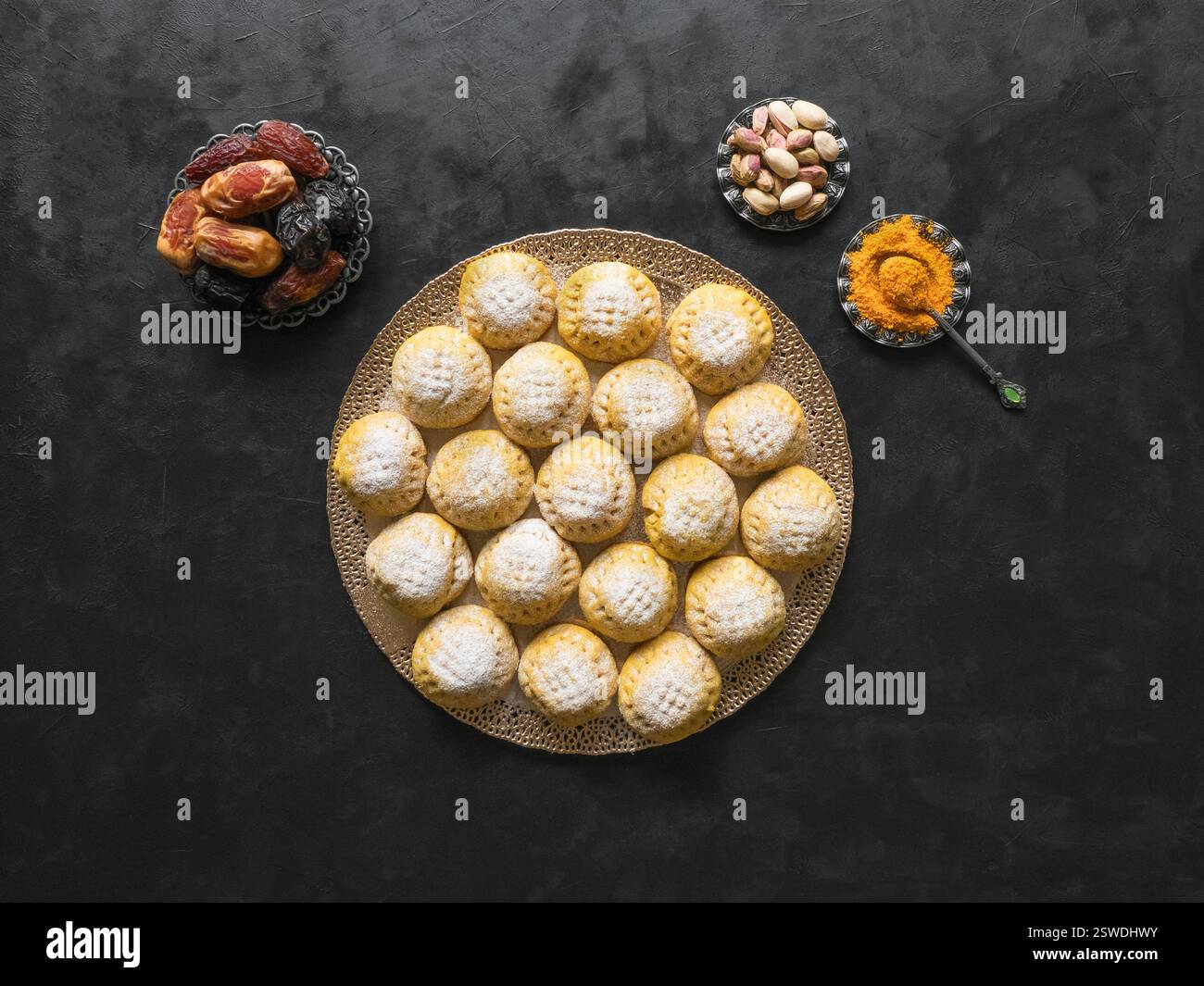 Egyptian cookies Kahk El Eid, variation with the addition of turmeric ...