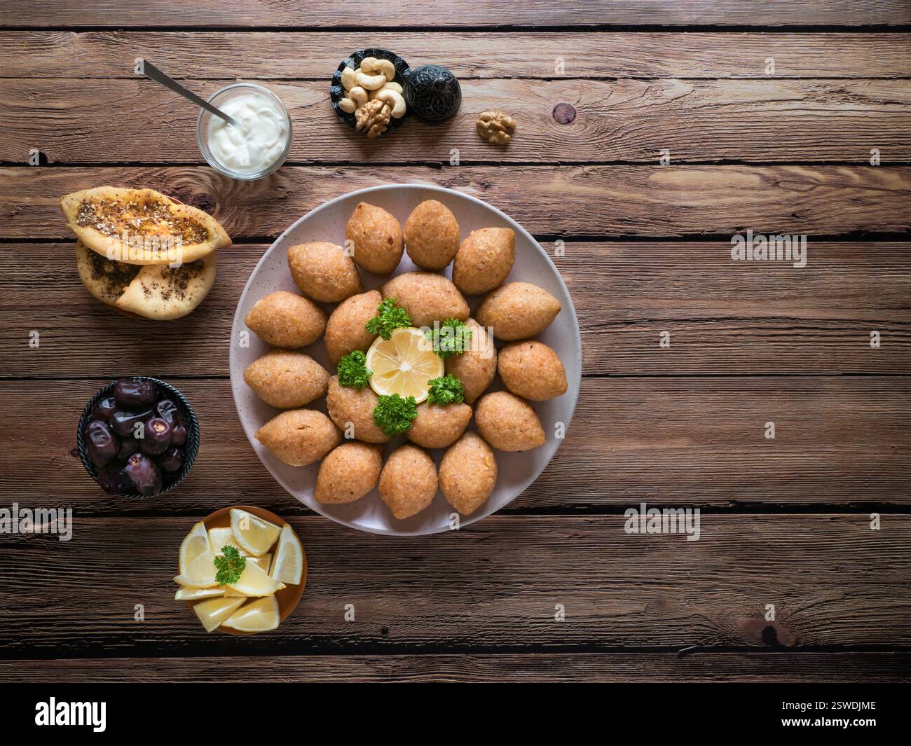 Arabic meat appetizer Kibbeh. Traditional Arabic kibbeh with lamb and ...