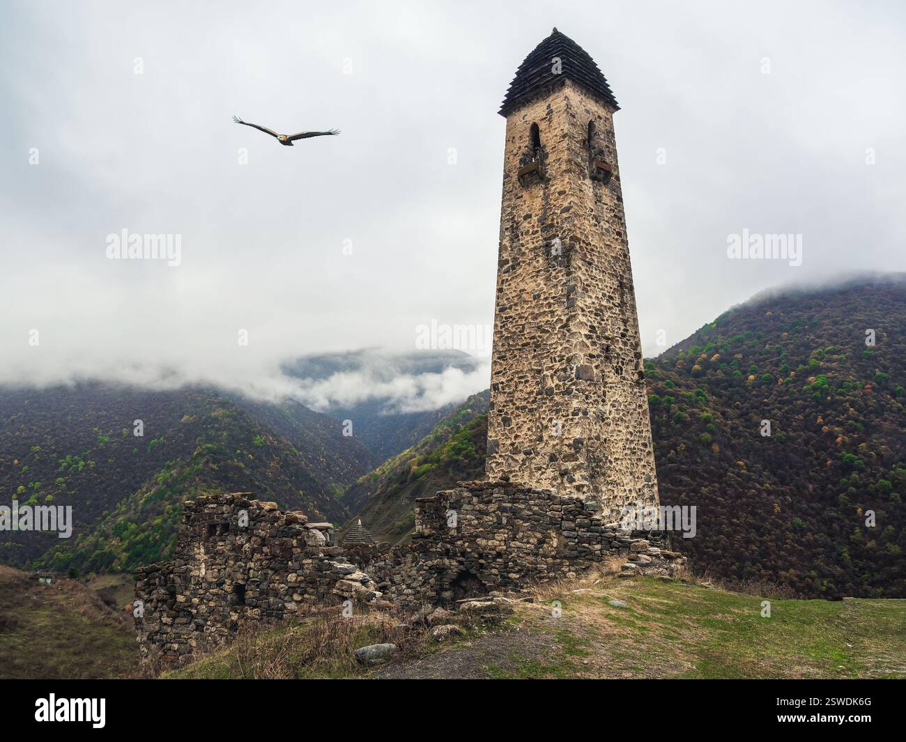 Ancient battle tower in the vicinity of the Jeyran gorge. Medieval ...