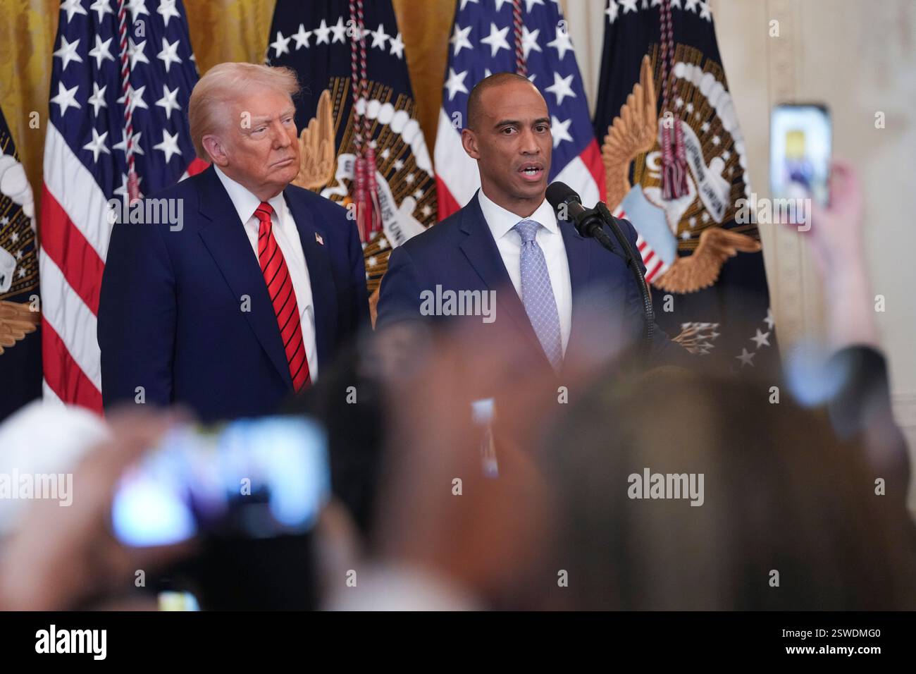 United States President Donald J Trump introduces United States ...