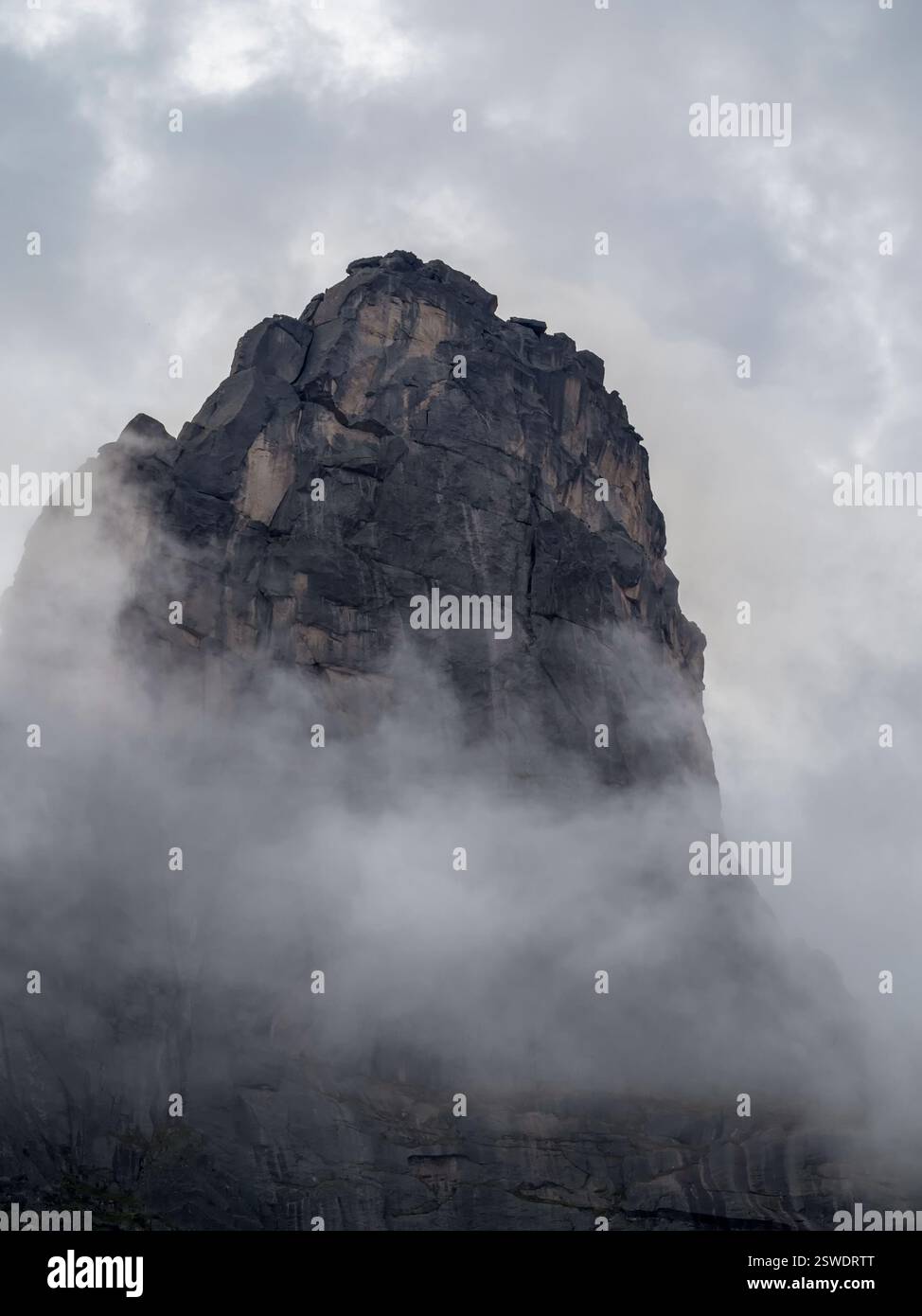 Dramatic deep dangers gorge with sharp sheer crags silhouettes Stock ...