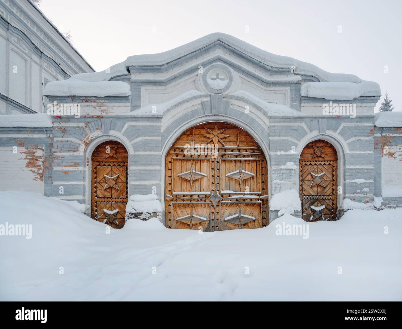 Old abandoned church with wooden carved gates Stock Photo - Alamy