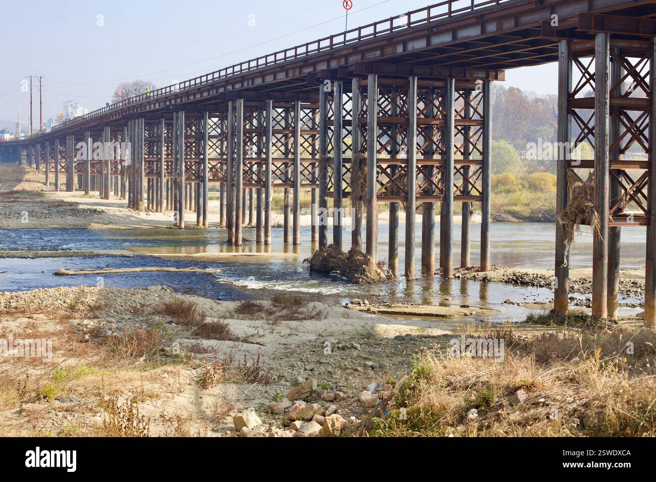 Cheongju, South Korea - November 12, 2020: A long, rust-colored metal ...