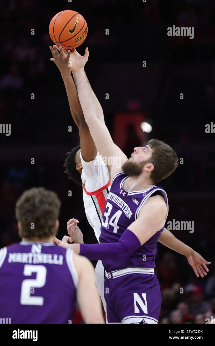 Columbus, Ohio, USA. 20th Feb, 2025. Northwestern Wildcats center ...