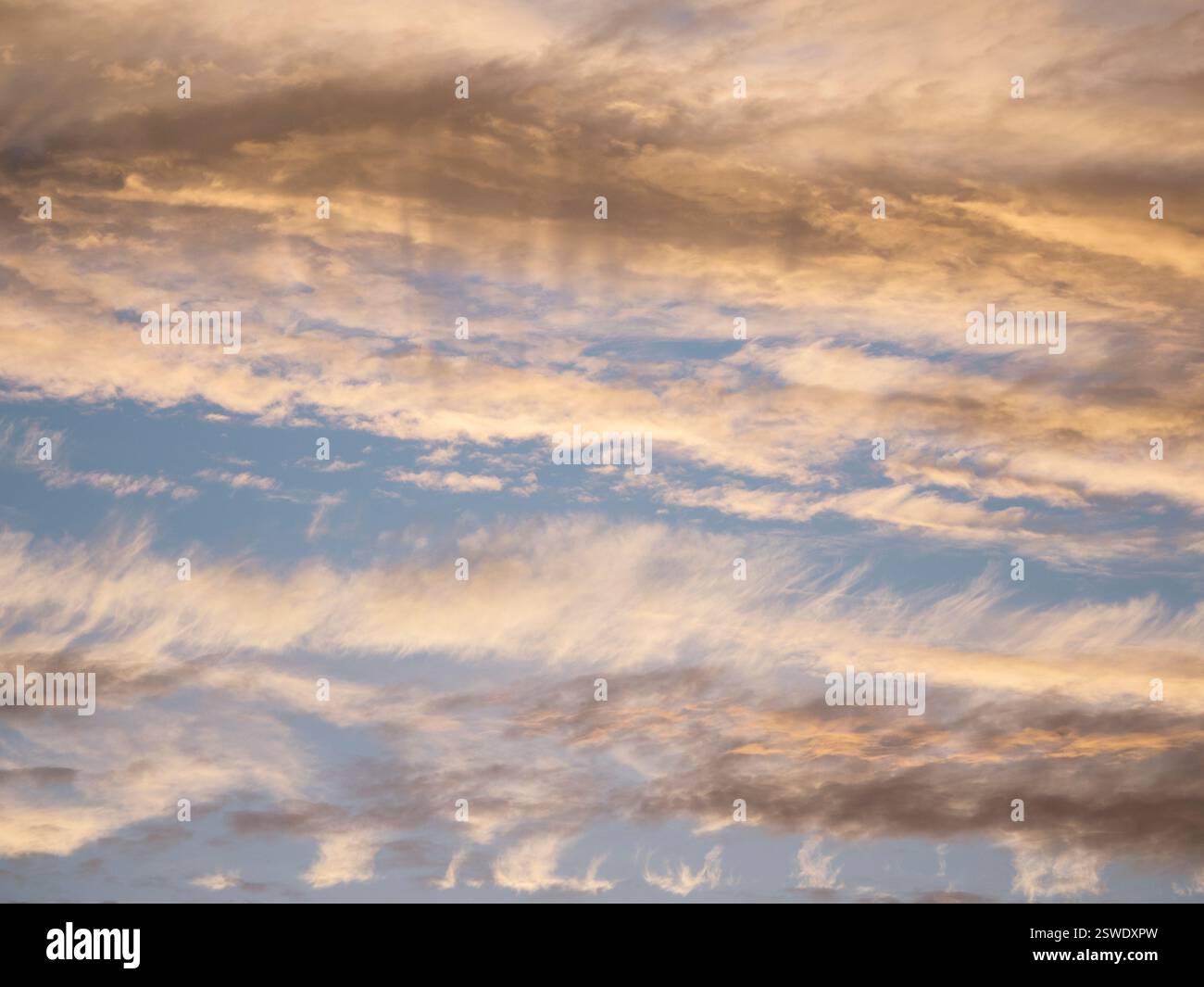 Dramatic sunset with a twilight blue color of the sky and clouds ...