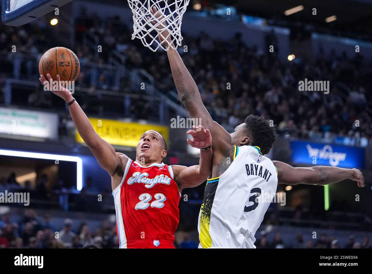 Memphis Grizzlies guard Desmond Bane (22) shoots around Indiana Pacers ...