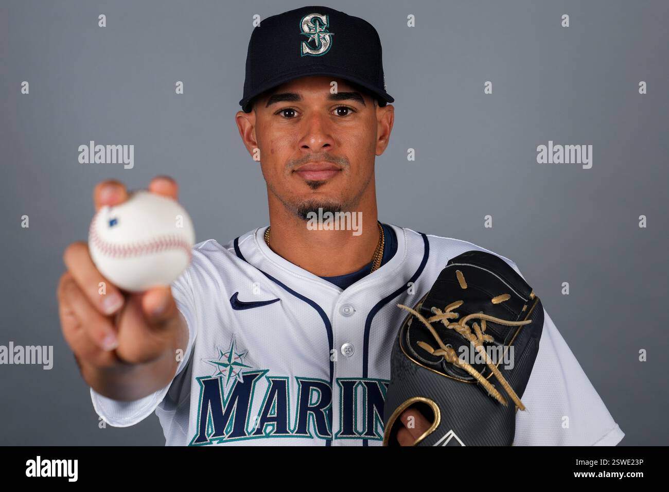 This is a 2025 photo of pitcher Luis F. Castillo of the Seattle ...