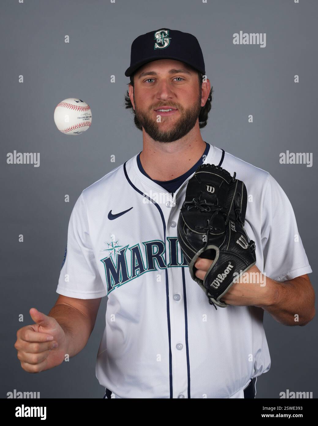 This is a 2025 photo of pitcher Jackson Kowar of the Seattle Mariners ...