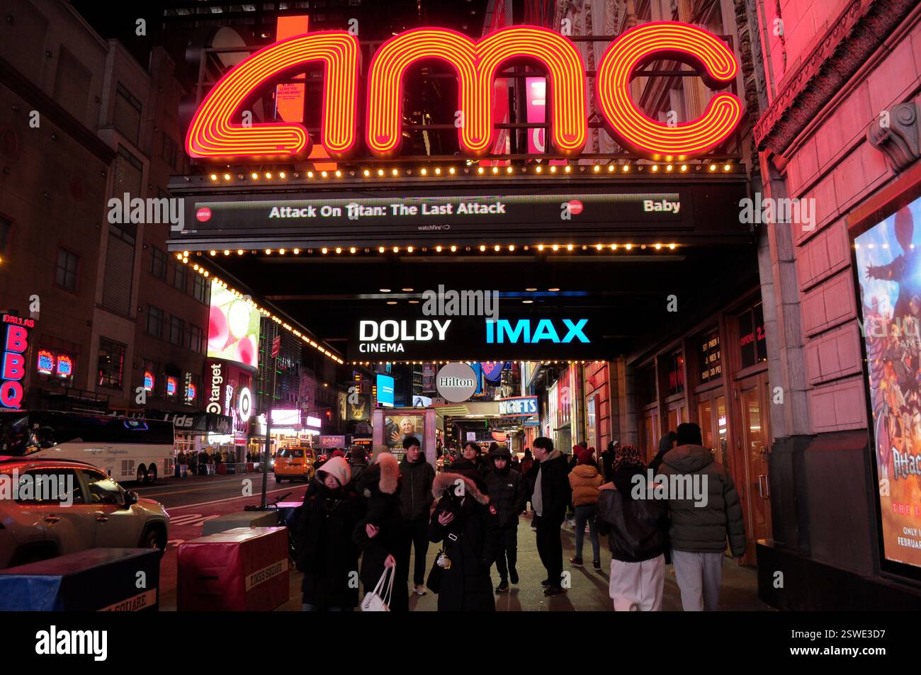 New York, United States. 19th Feb, 2025. An AMC movie theater is seen ...