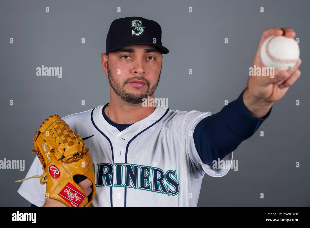 This is a 2025 photo of pitcher Tayler Saucedo of the Seattle Mariners ...