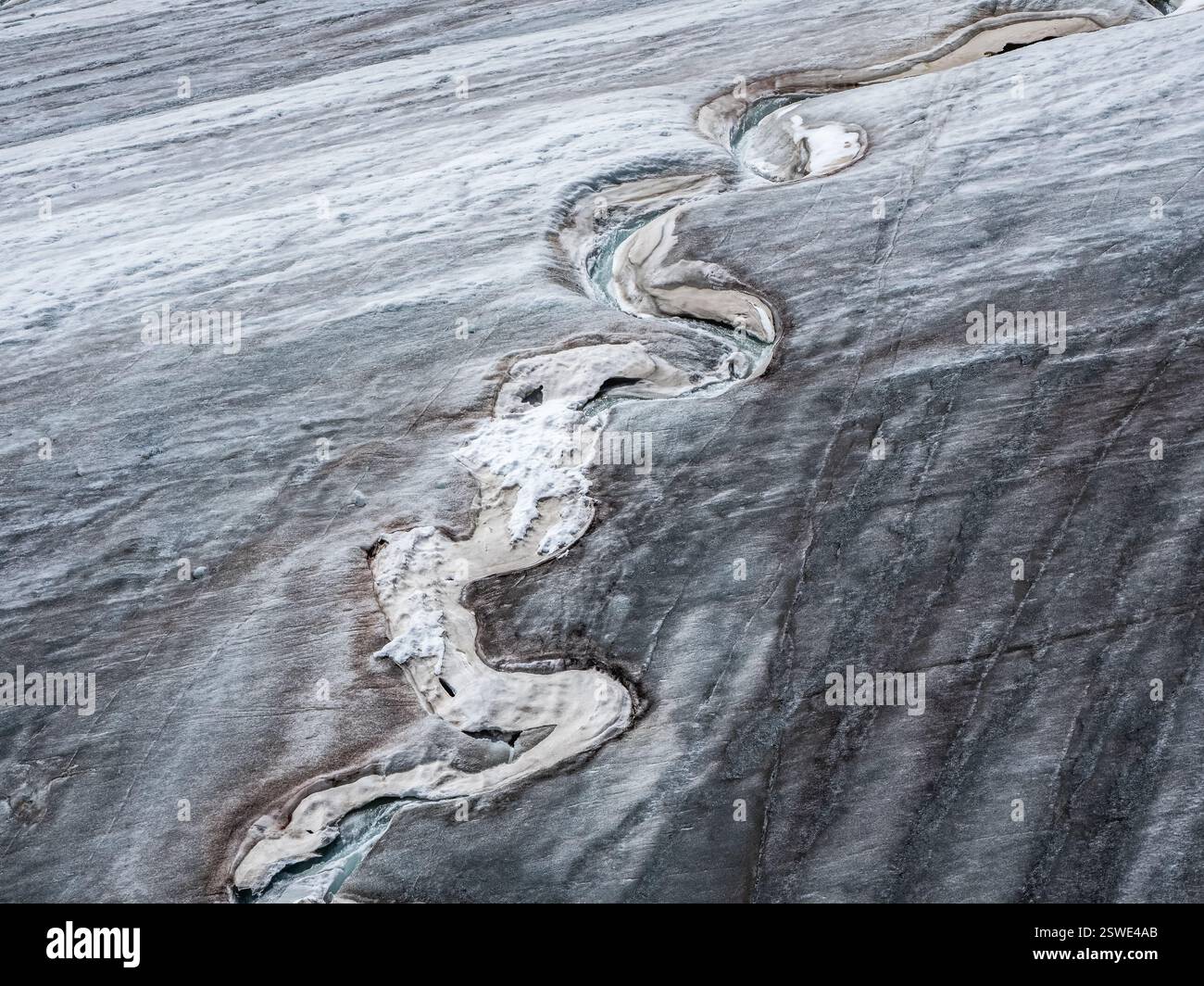 Serpentine fault in the glacier, a dangerous crack in the ice on the ...