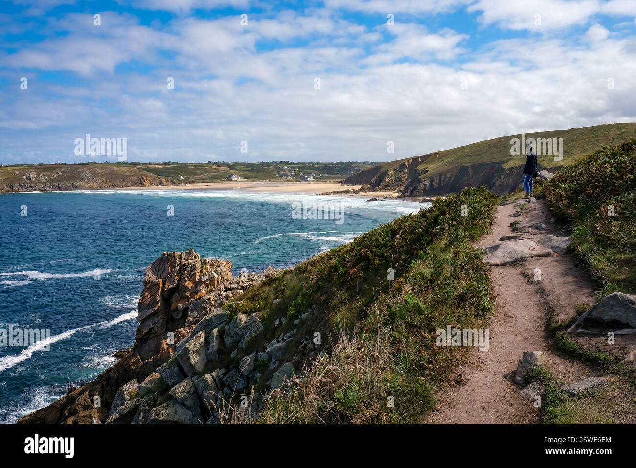 03.09.2024, France, Brittany, Plogoff - Hiking trail from Pointe du Raz ...