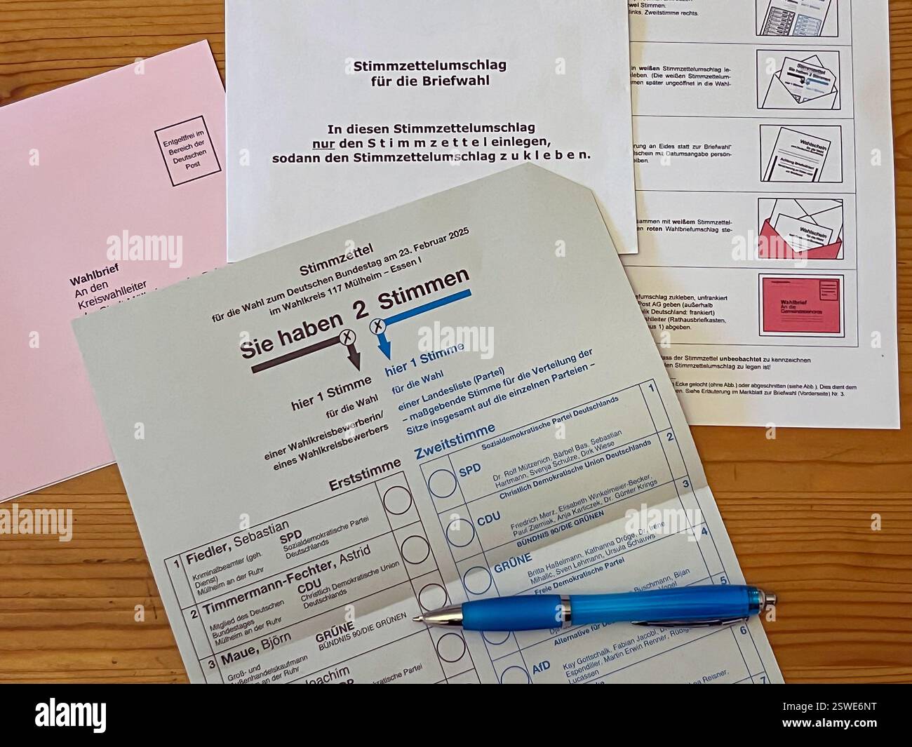 11.02.2025, Germany, North Rhine-Westphalia, Essen - Ballot paper for ...