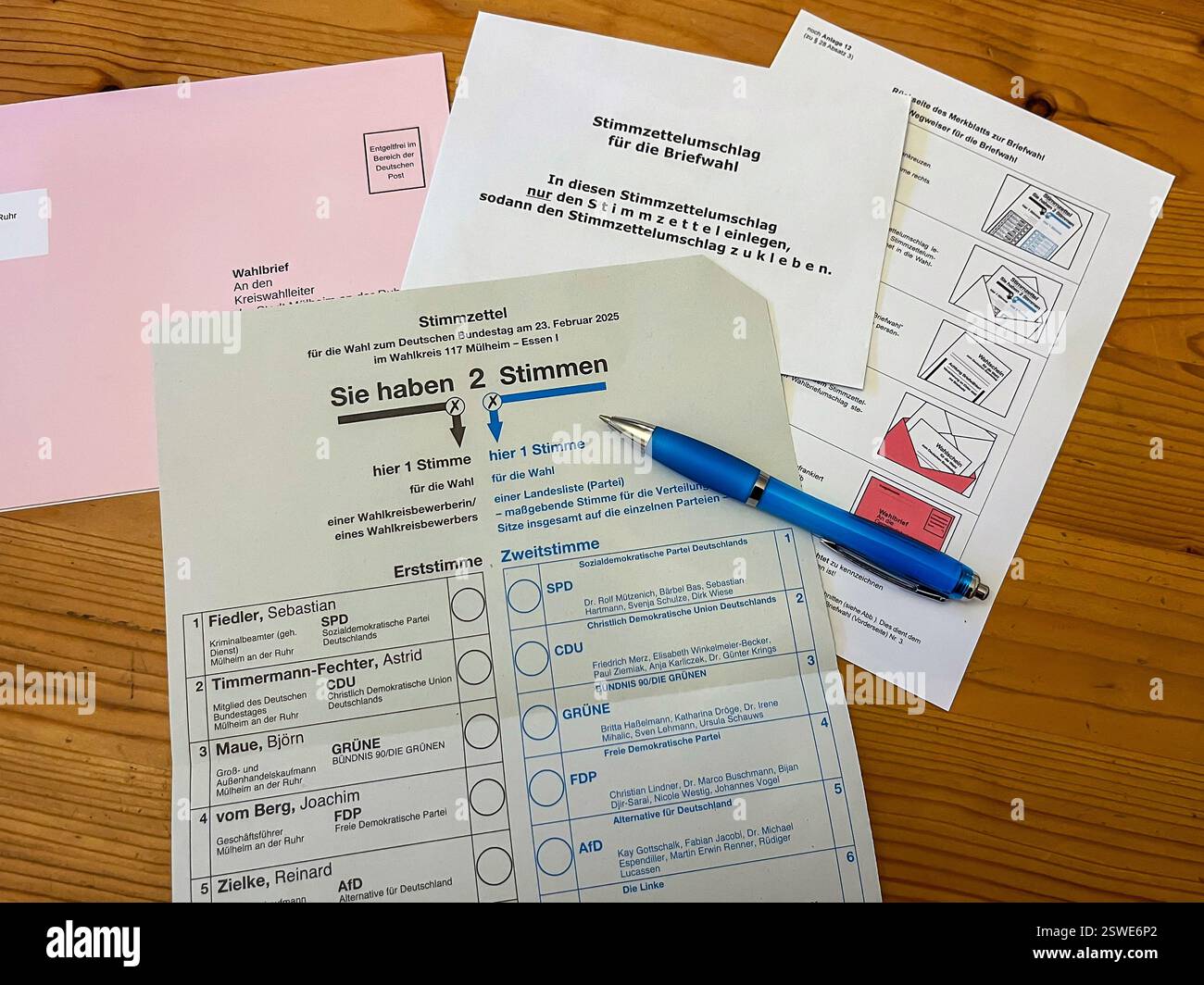 11.02.2025, Germany, North Rhine-Westphalia, Essen - Ballot paper for ...