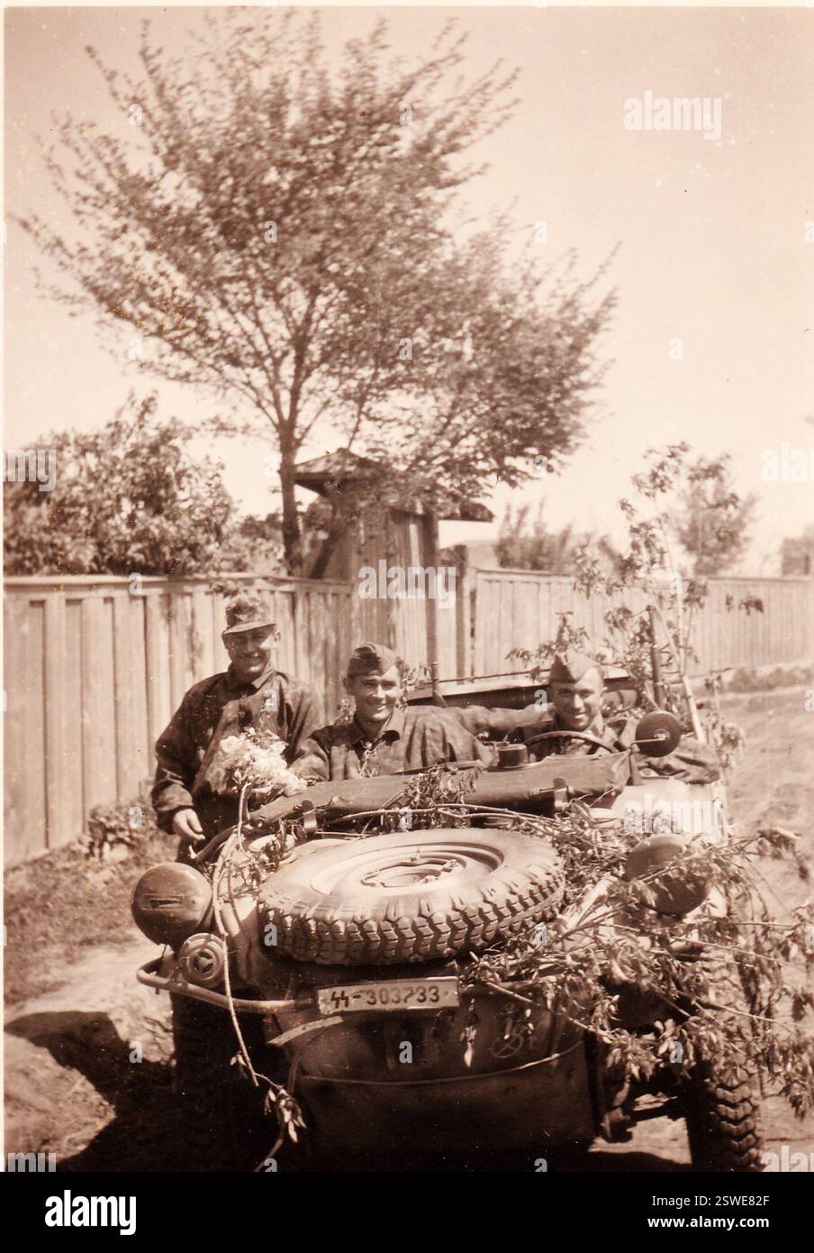 World War Two B&W photo German Waffen SS Troops with Camouflaged ...