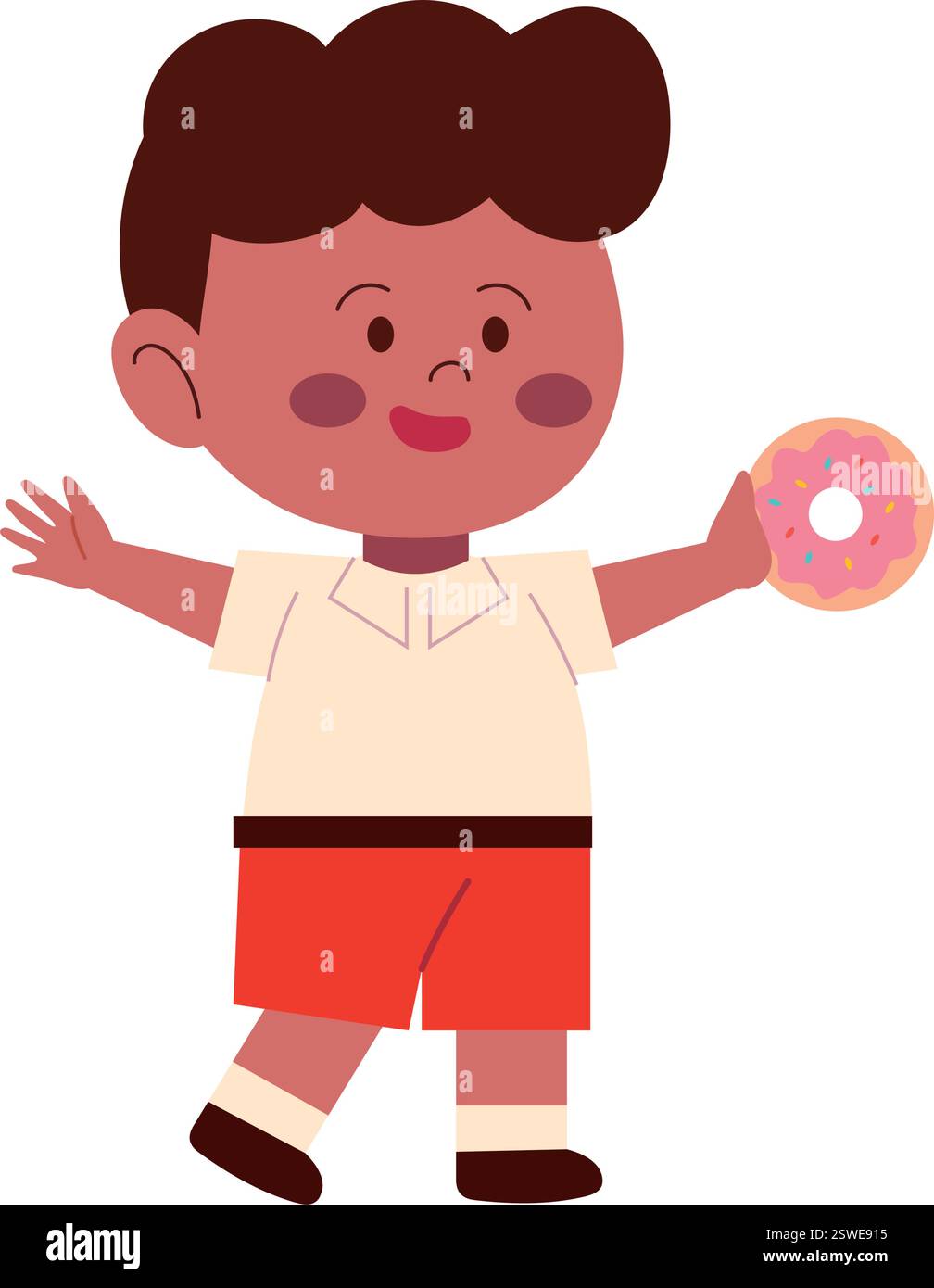 Student Eating Boy Holding Donut Cartoon Stock Vector Image & Art - Alamy