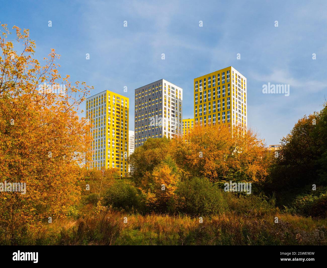 Modern beautiful new buildings in the autumn. A new residential ...
