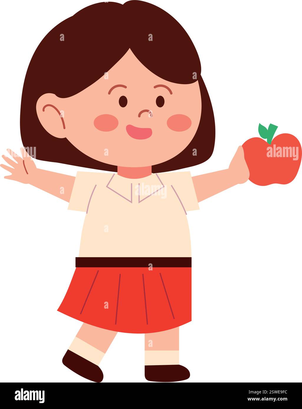 Student Eating Happy Girl Apple Cartoon Stock Vector Image & Art - Alamy