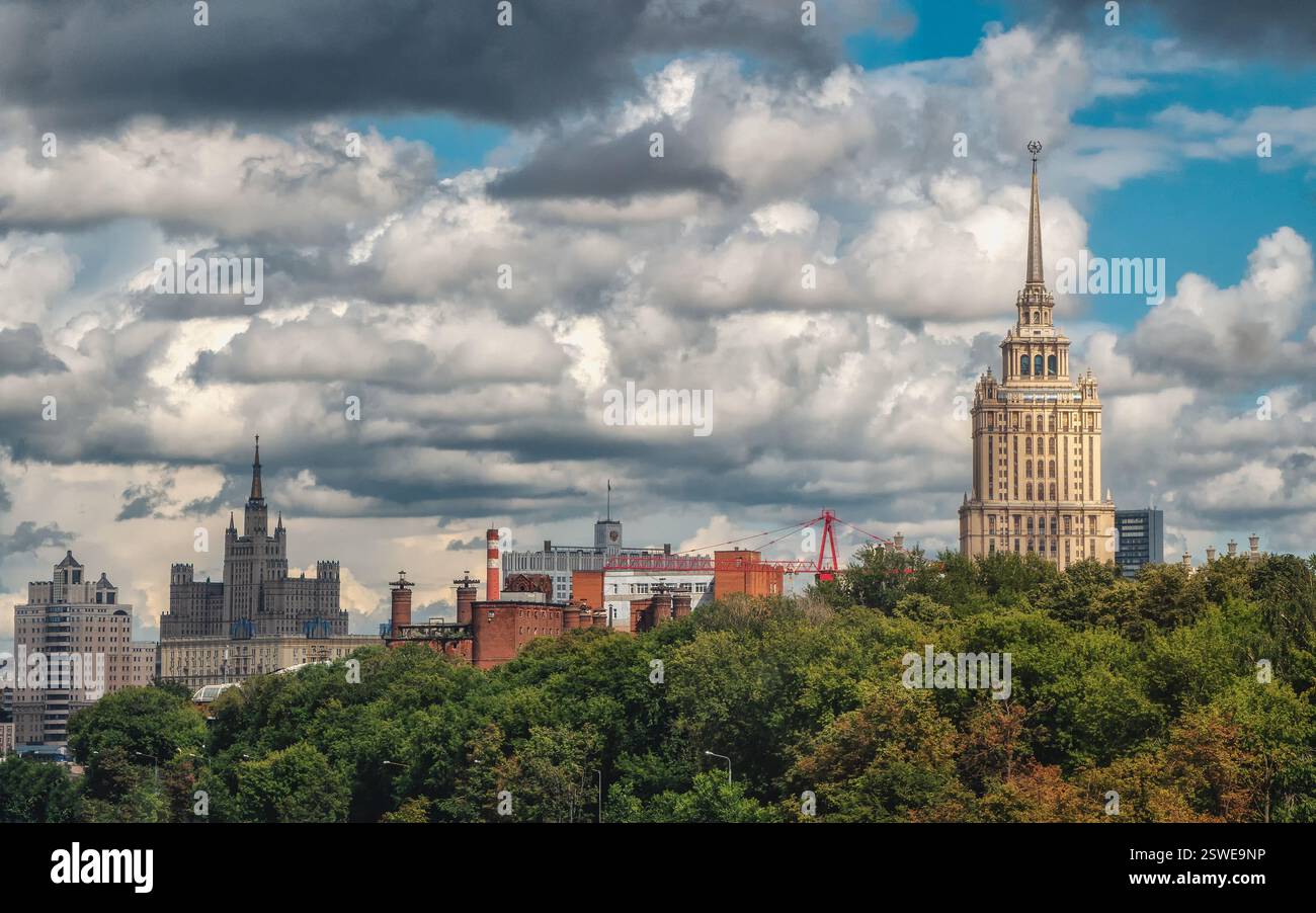 Beautiful Moscow cityscape. Panoramic view of Moscow with beautiful ...