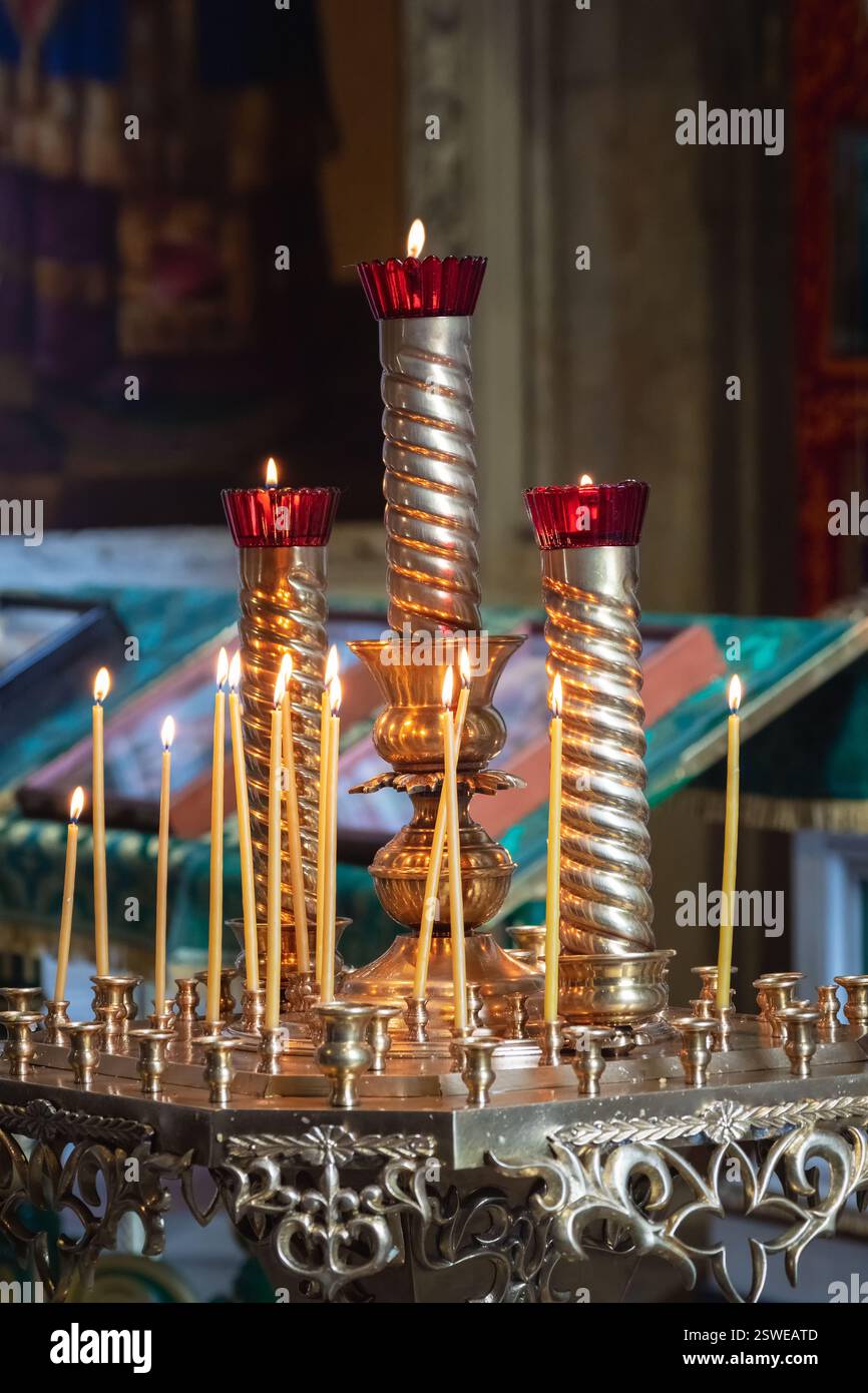 Altar crucifix candles in hi-res stock photography and images - Alamy