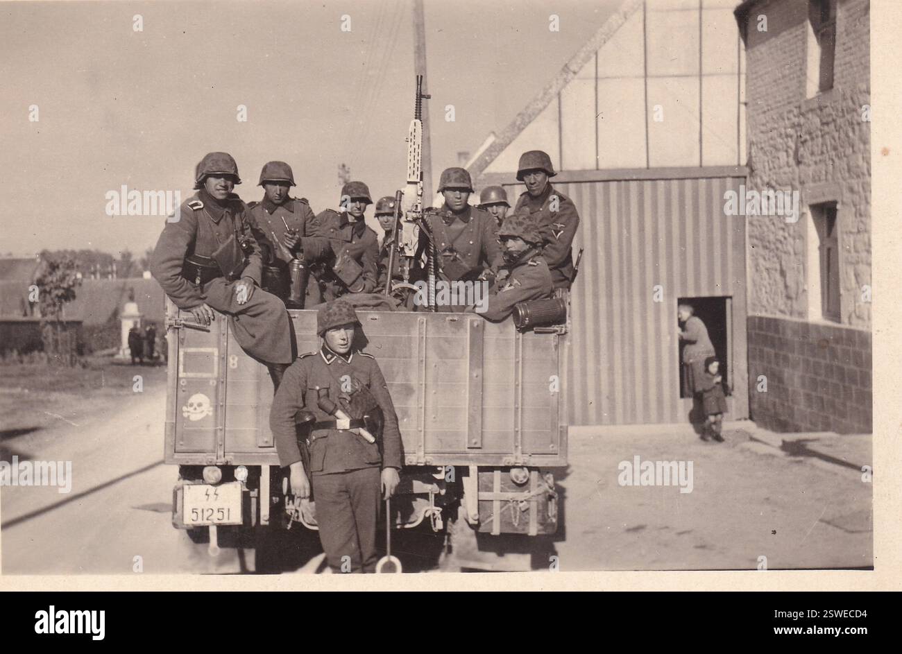 World War Two B&W photo German Soldiers of the SS Totenkopf Division ...