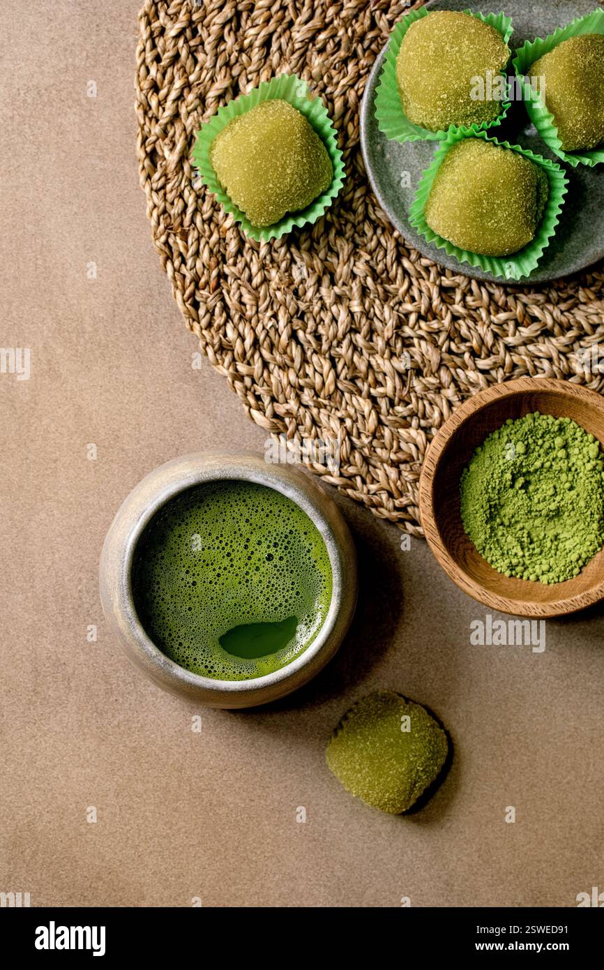 Asian rice dessert sweet green matcha mochi Stock Photo - Alamy