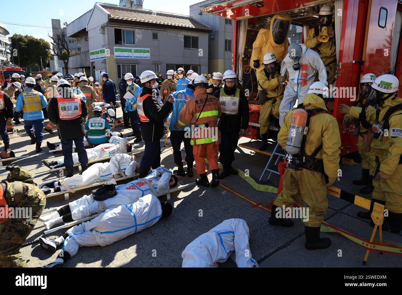 A training for terrorist tactics is conducted by Tokyo Fire Department, Tokyo Metropolitan ...
