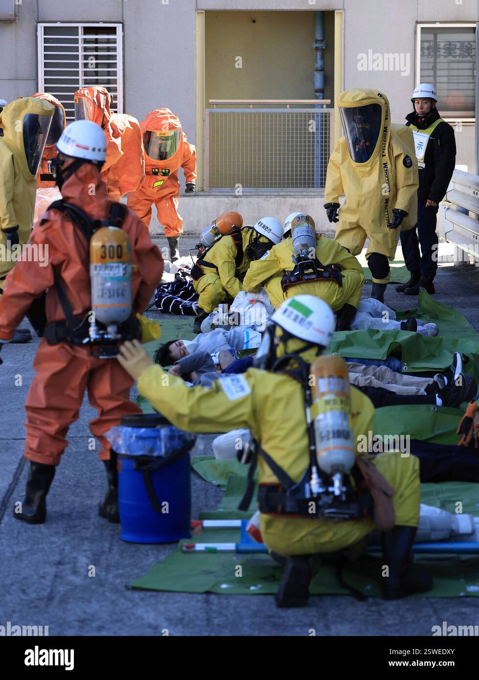 A training for terrorist tactics is conducted by Tokyo Fire Department ...